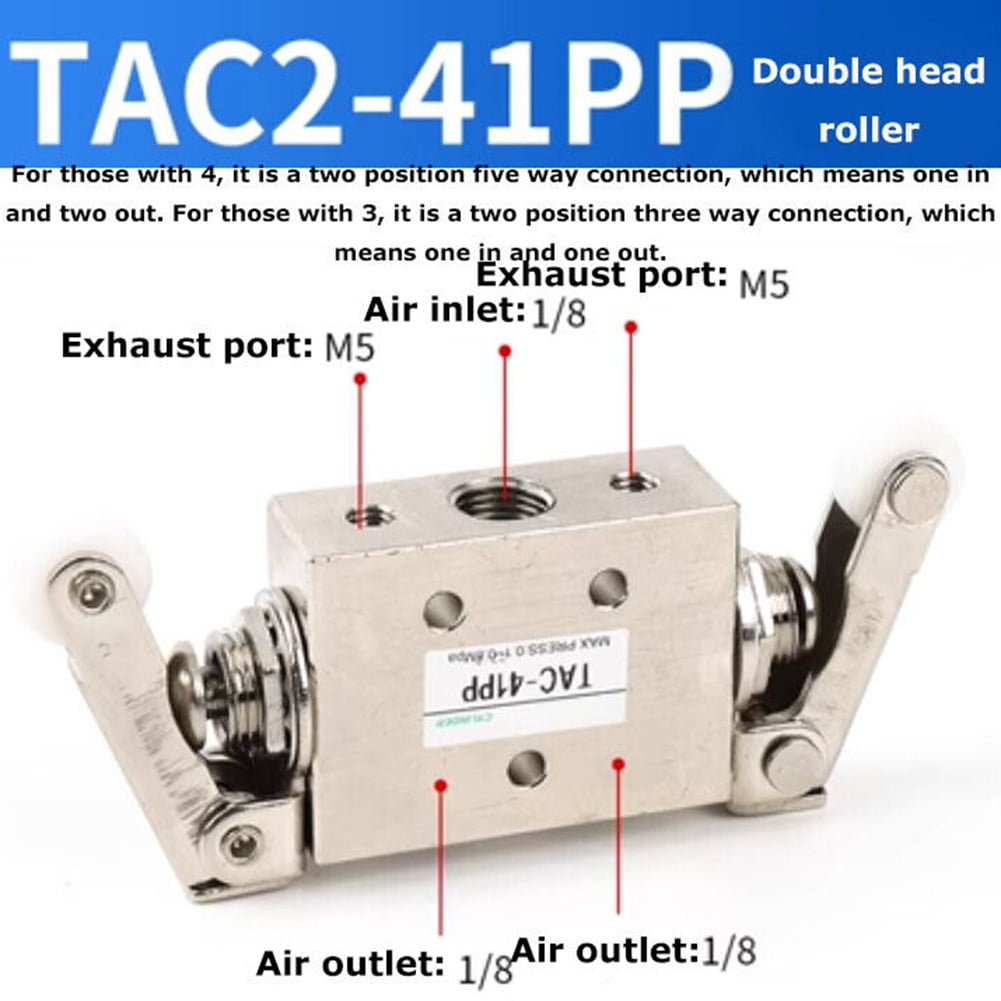 Clupup Button Air Pneumatic 2 Position 3/5 Way Mechanical Push Valve 4 ...