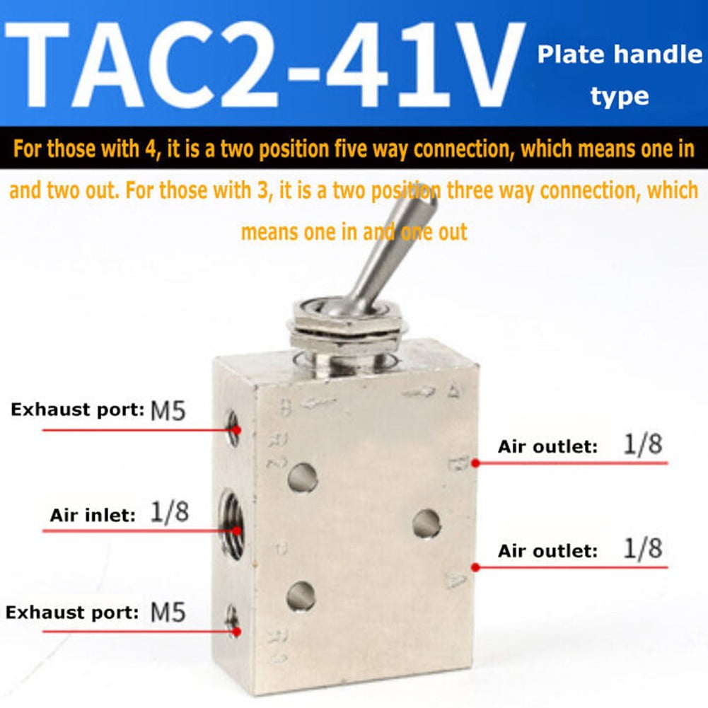 Clupup Button Air Pneumatic 2 Position 3/5 Way Mechanical Push Valve 4 ...
