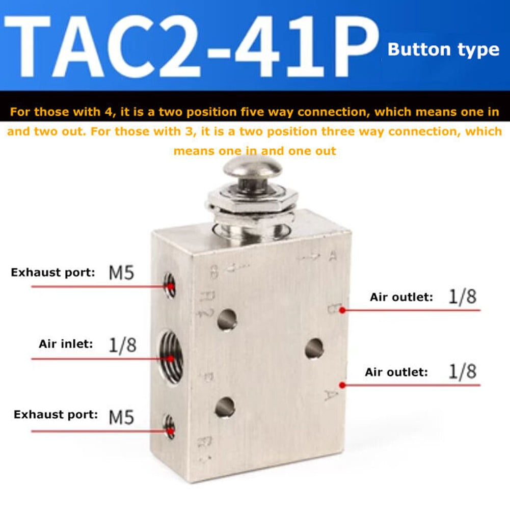 Clupup Button Air Pneumatic 2 Position 3/5 Way Mechanical Push Valve 4 ...