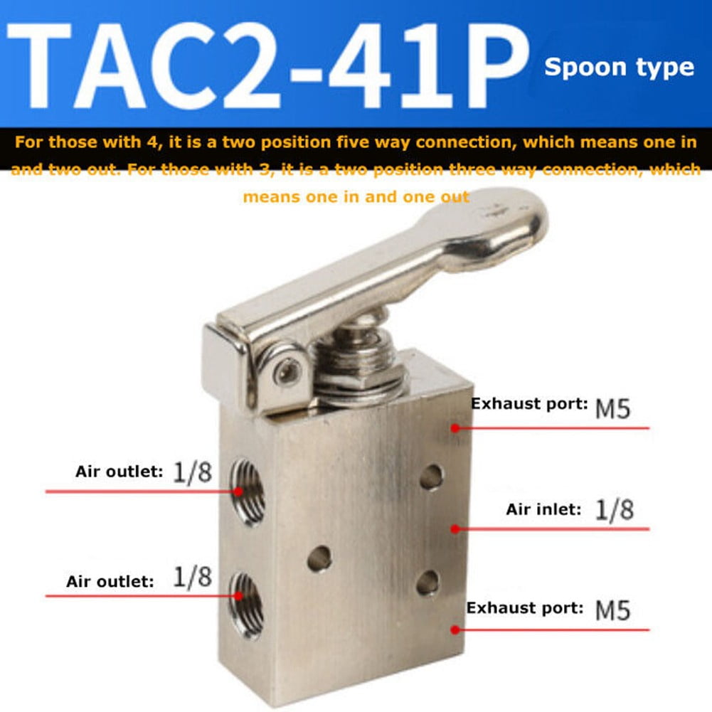 Clupup Button Air Pneumatic 2 Position 3/5 Way Mechanical Push Valve 4 ...