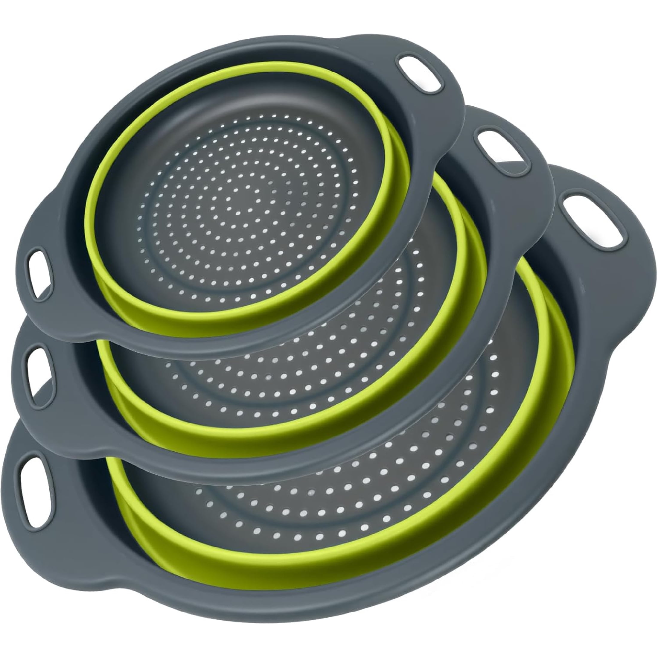 Cluren Collapsible Colander 3-Pack Set Space-Saving Foldable Kitchen ...