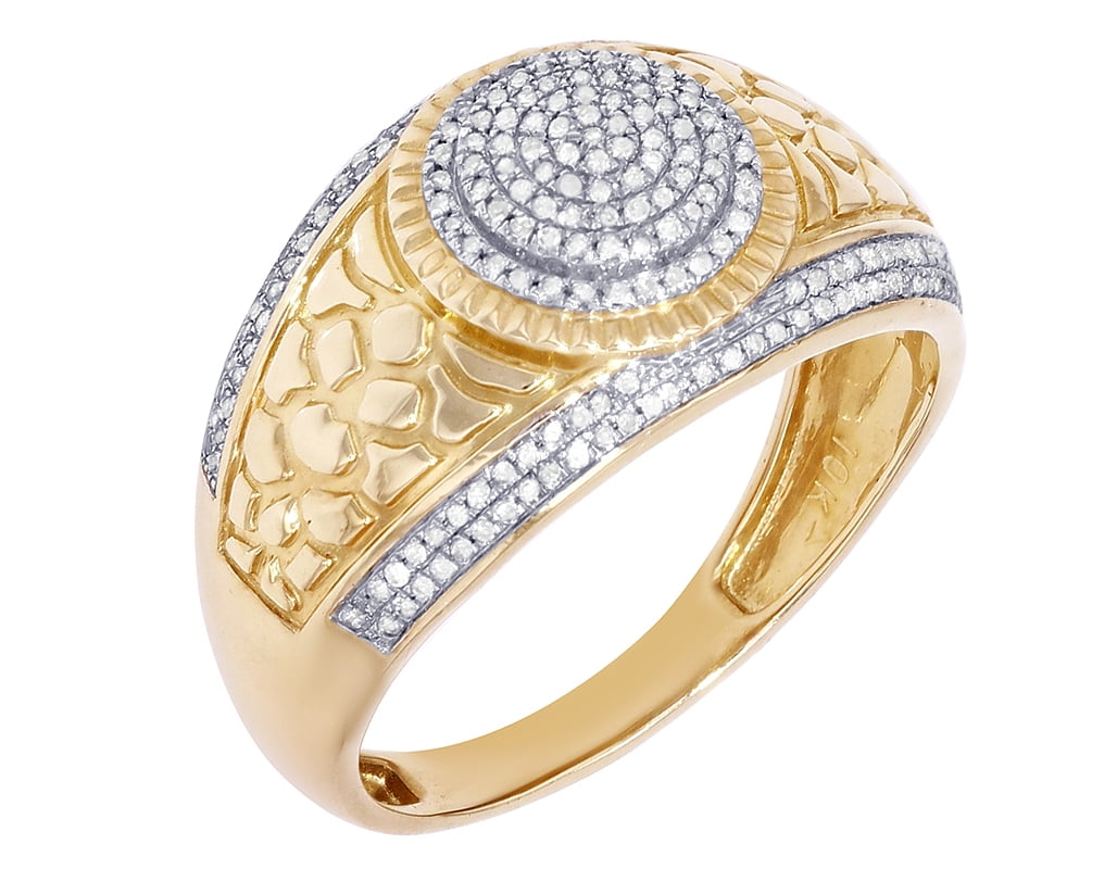 Cluster 0.32CT Diamond Pinky Ring 10K Yellow-White Gold 13MM - Walmart.com