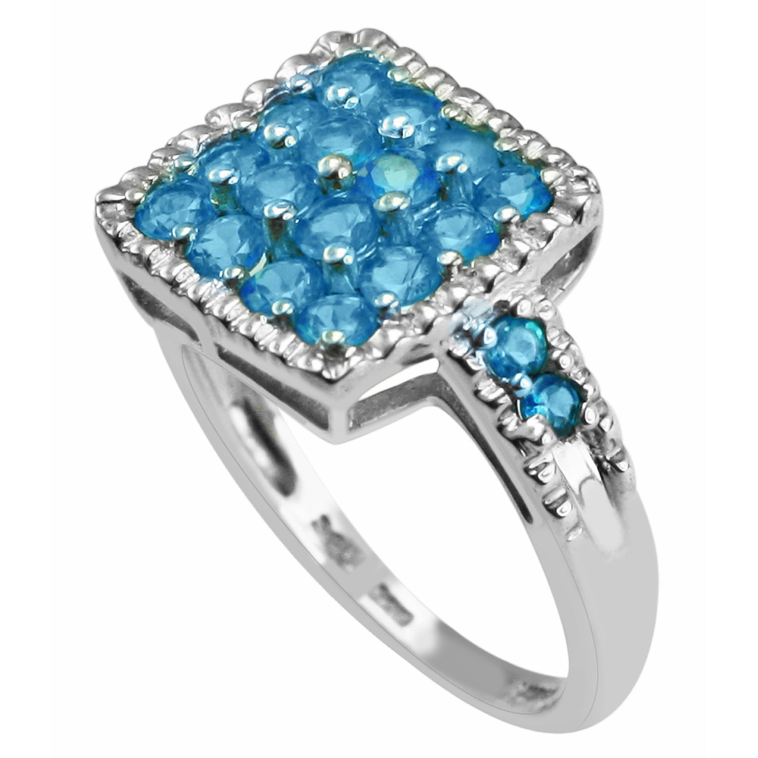 Cluster Band 1.23 Ctw Neon Apatite 925 Sterling Silver Women Christmas Ring - Walmart.com