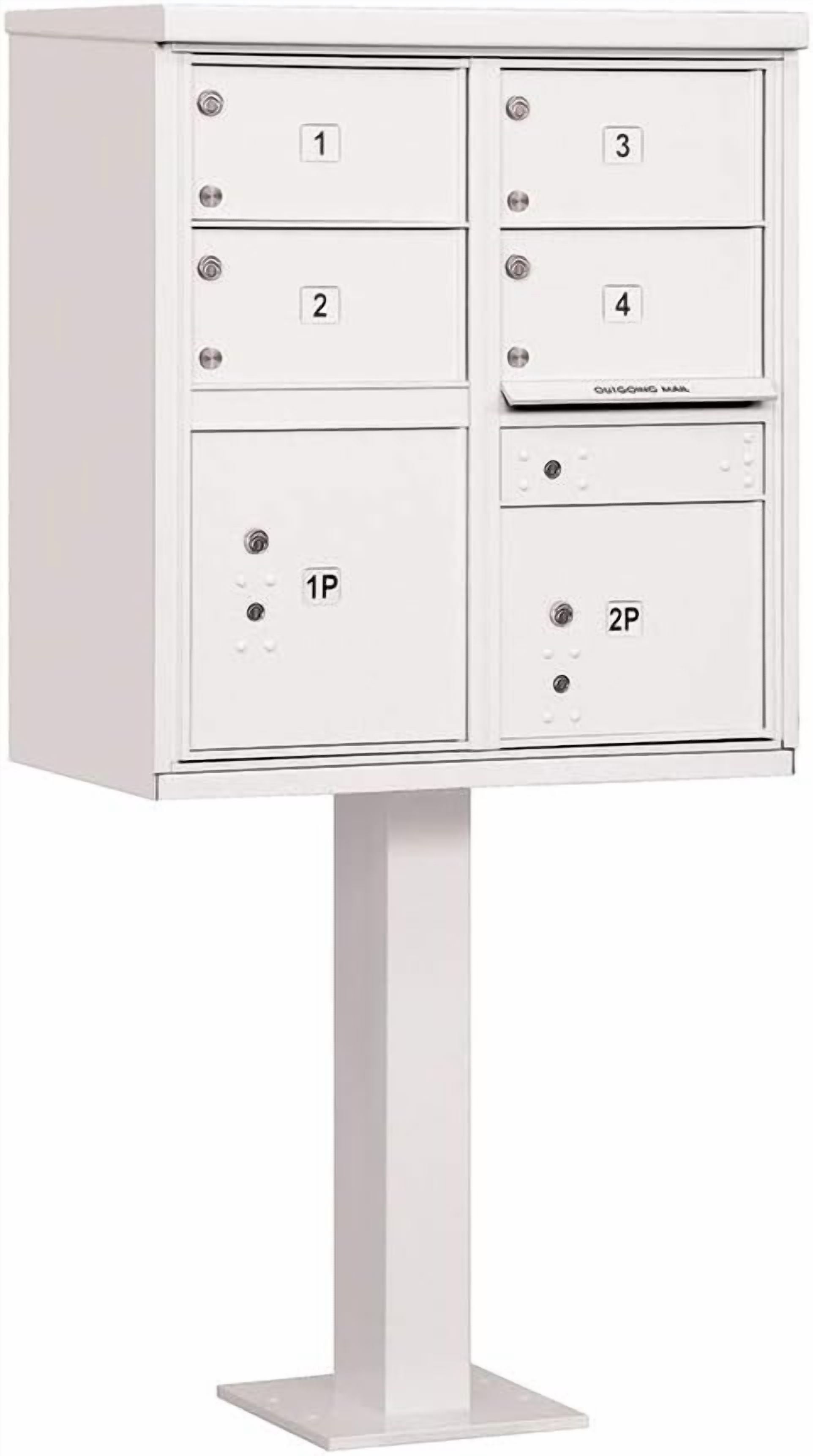 Cluster Box Unit with 4 Doors and 2 Parcel Lockers in White with USPS ...