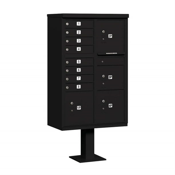 Cluster Box Unit with 8 Doors and 4 Parcel Lockers in Black with USPS ...