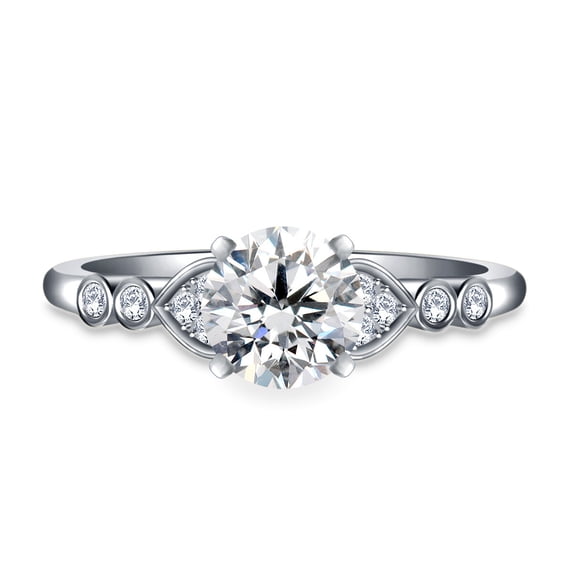 Cluster Diamond Engagement Ring, Eternity Diamond Ring, 14K White Gold ...