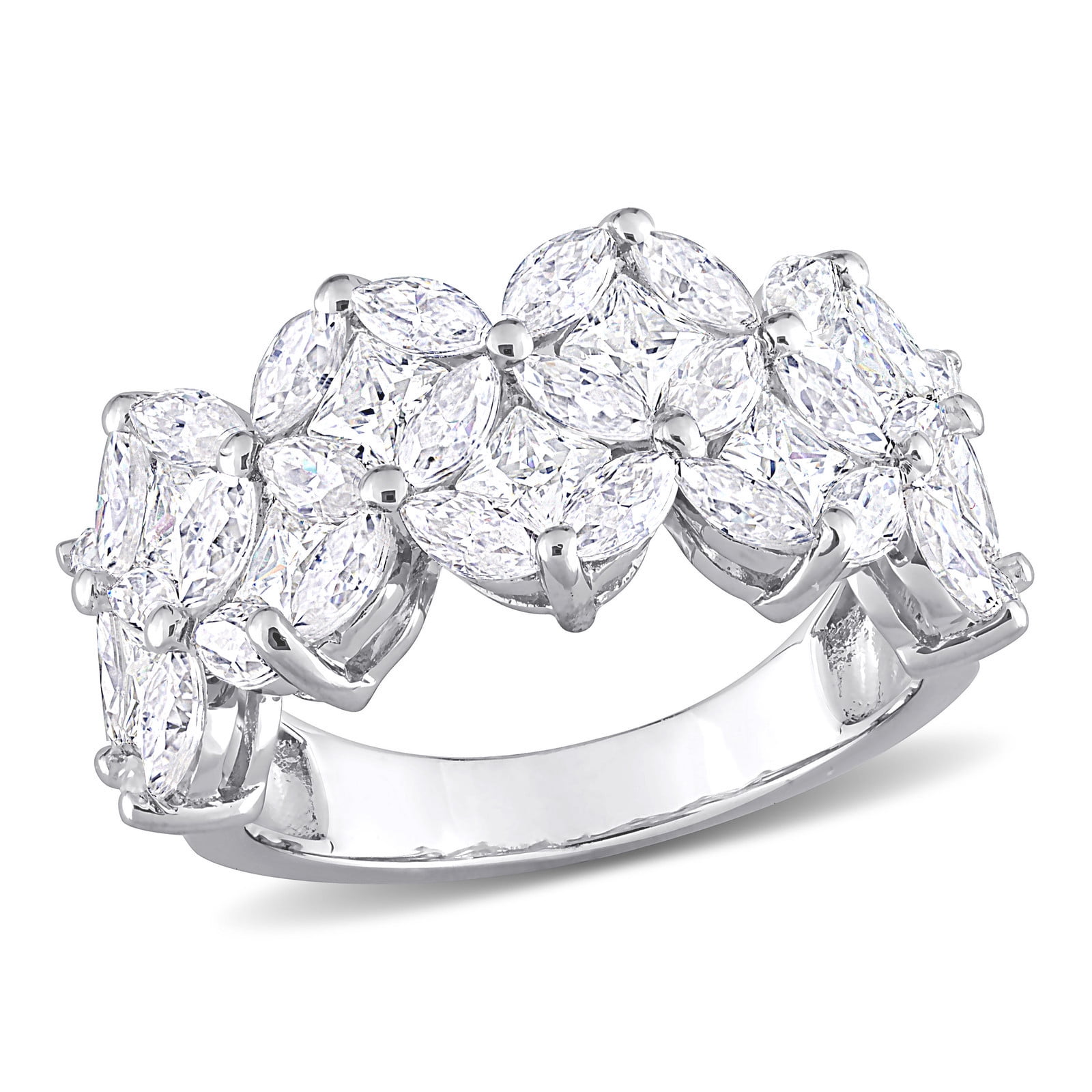 Cluster Diamond Eternity Band, Marquise Cut Floral Diamond Ring, Half ...