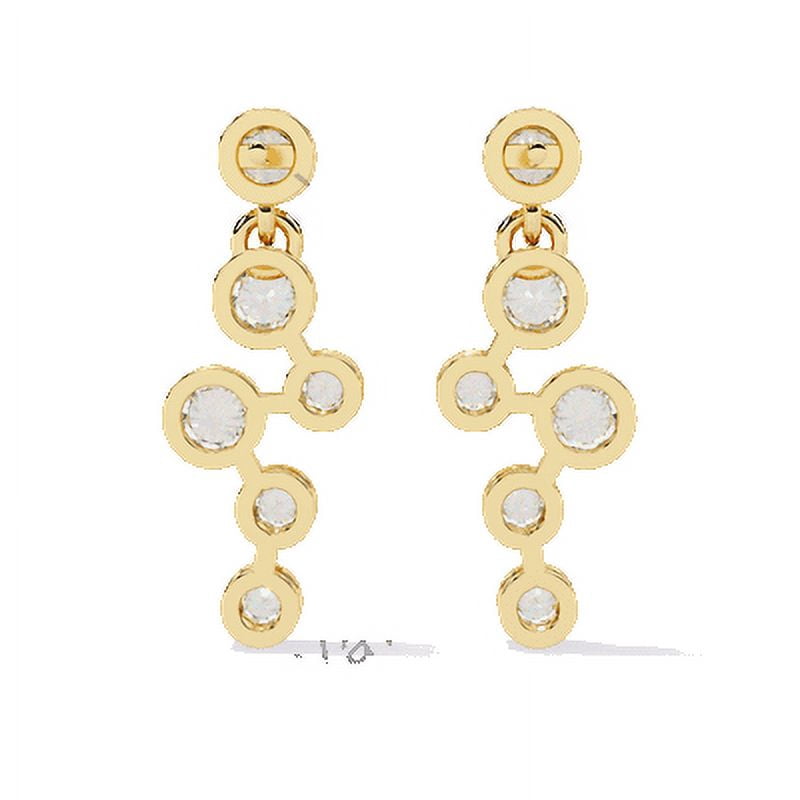 Cluster Drop Earring 0.39ct Lab CVD Diamond Gold Clarity-VVS2 Color-F ...