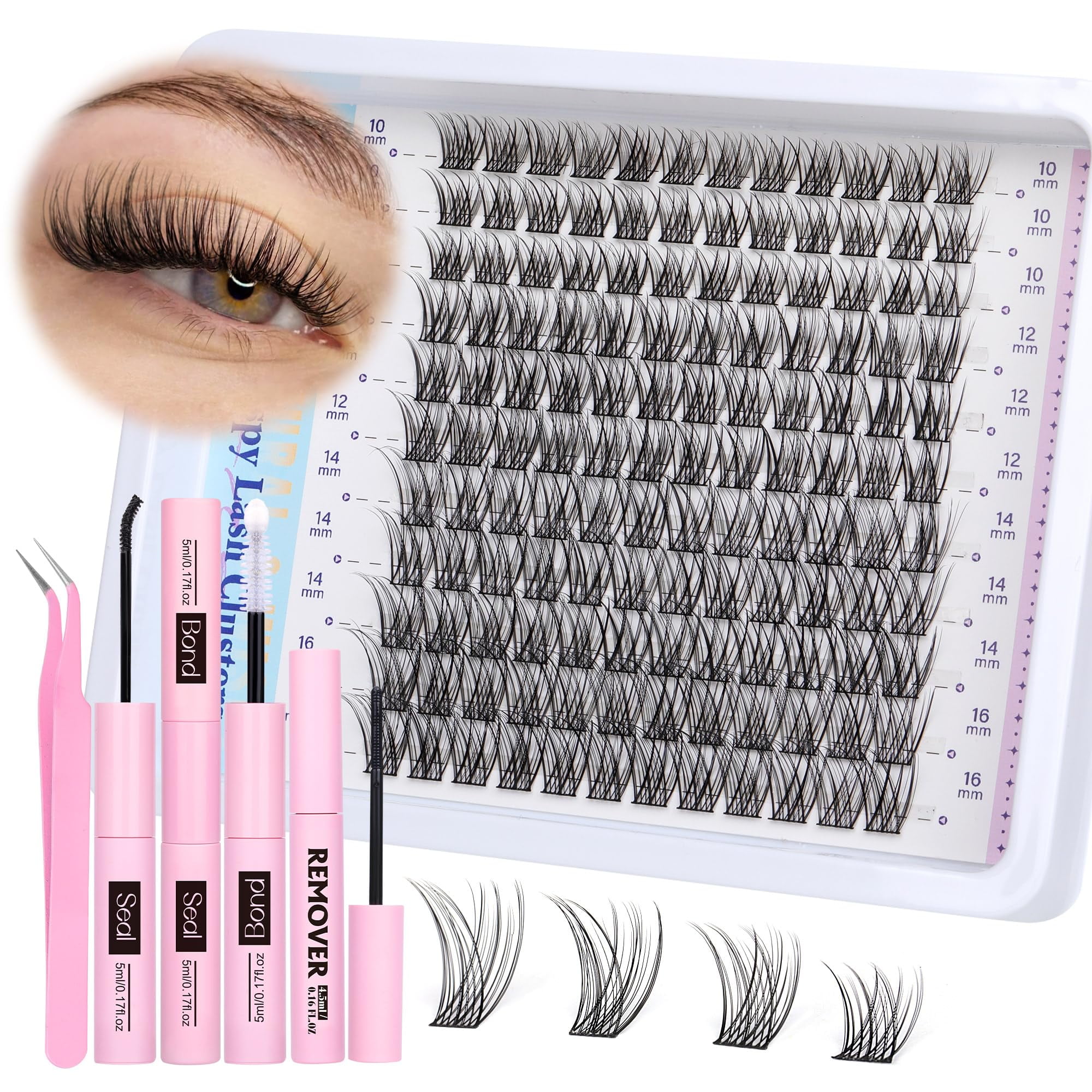 Cluster Eyelash Extensions Kit AIF9 Lash Clusters Kit Natural Wispy ...