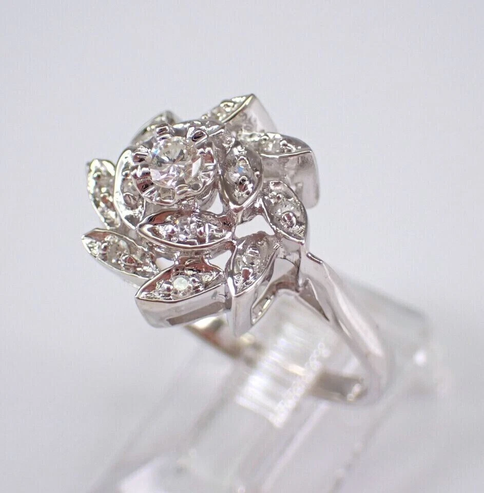 Cluster Flower Style Wedding Ring, Art Deco Engagement Ring, 1.4 Ct ...
