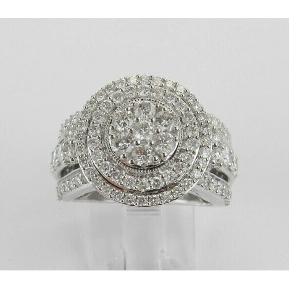 Cluster Halo Bridal Wedding Ring For Women's 1.9 Ct Diamond 14K White ...