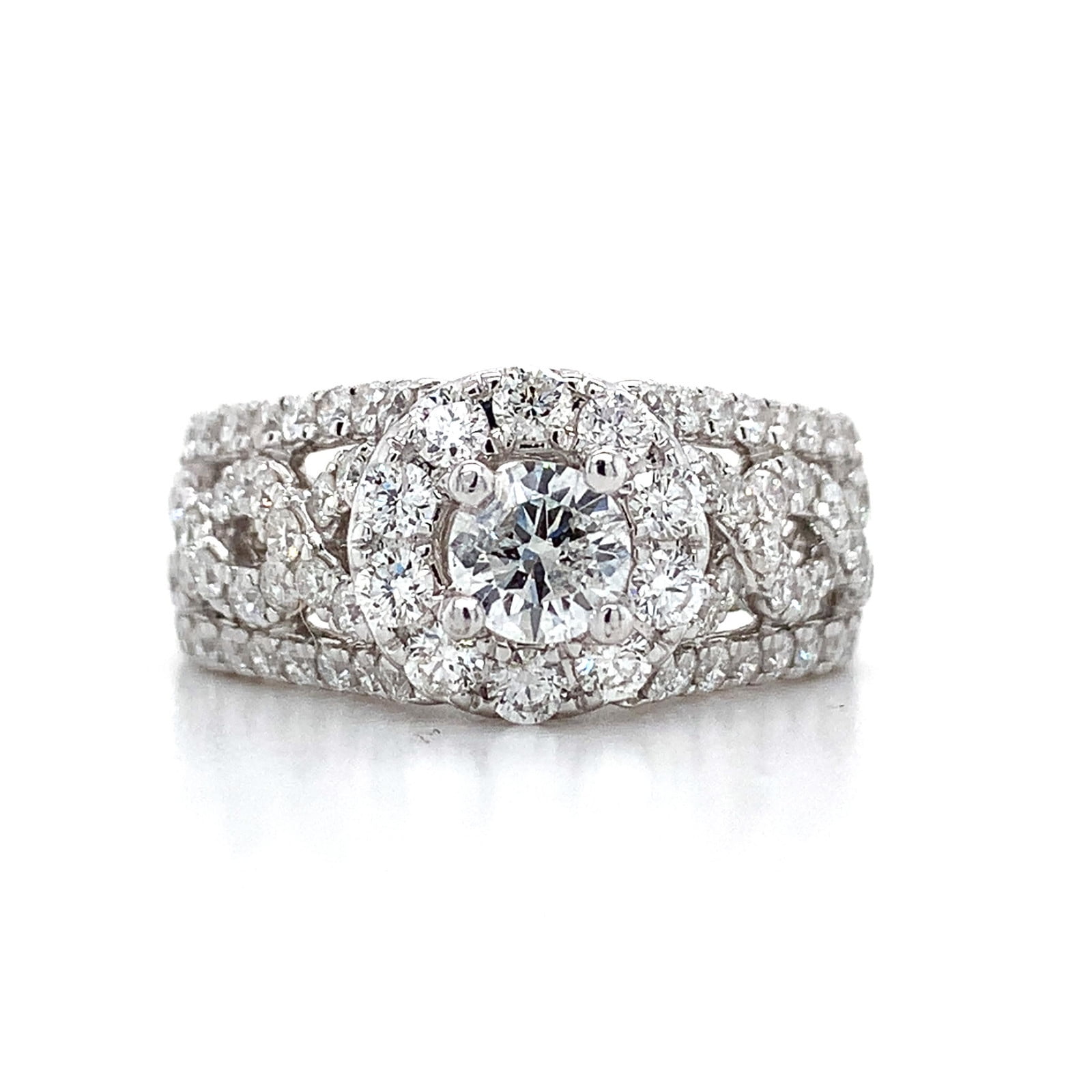 Cluster Halo Diamond Engagement Ring, Twisted Diamond Shank Ring ...