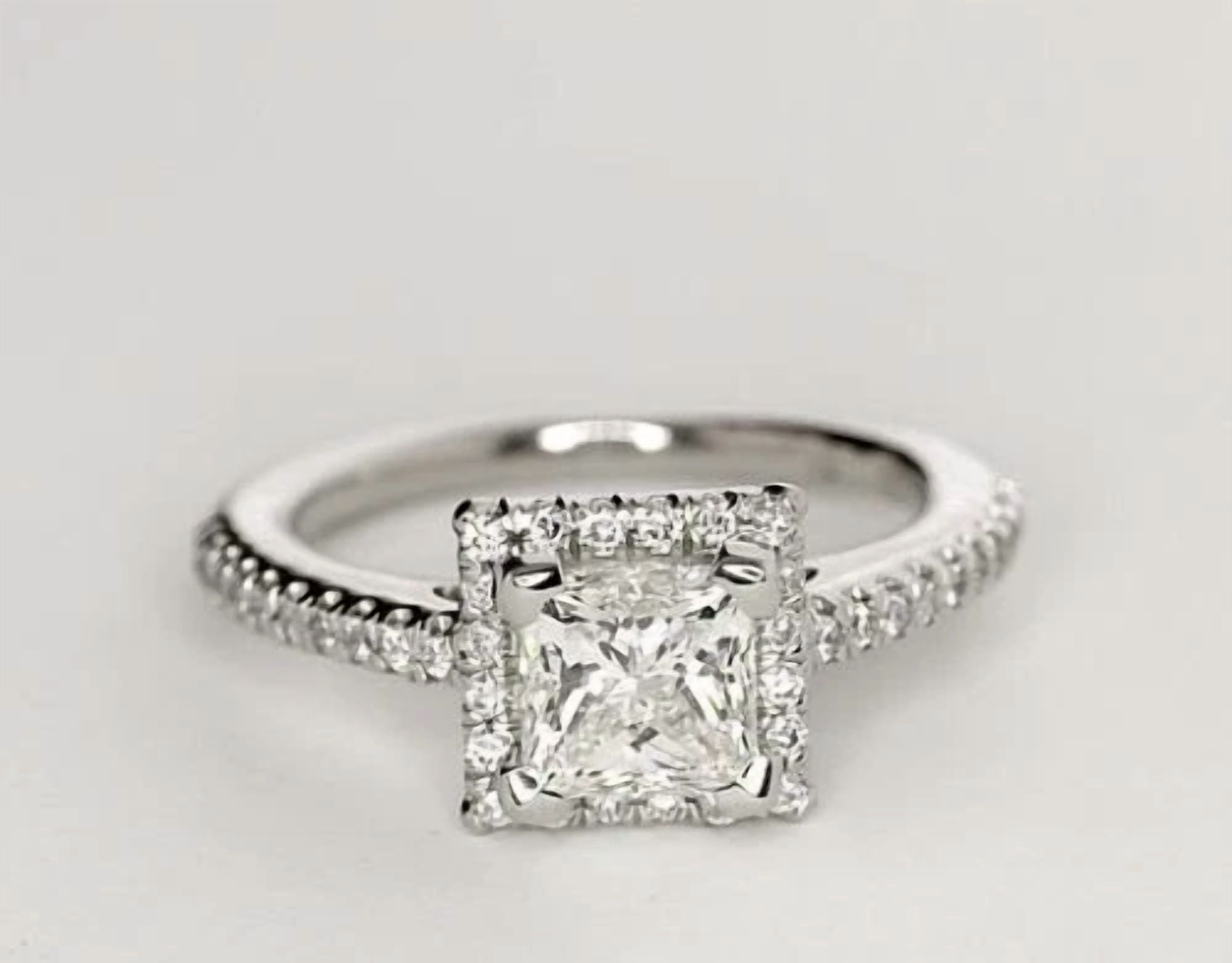 Cluster Halo Wedding Ring, Vintage Art Deco Engagement Ring, 1.4 Ct ...