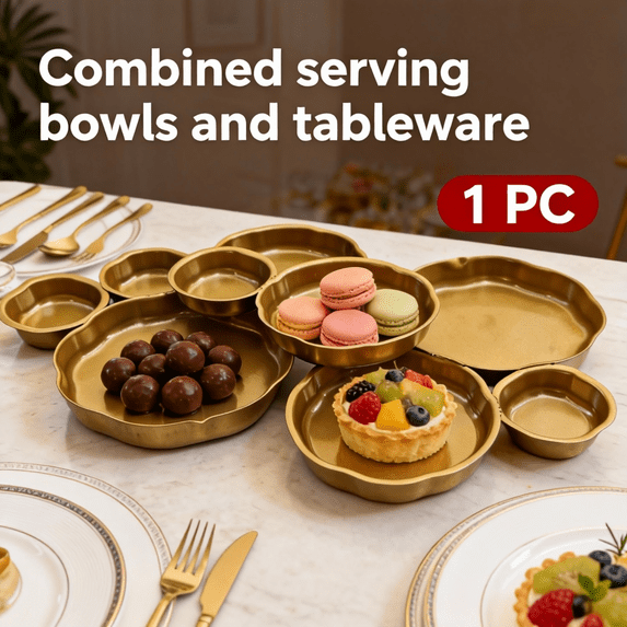 Cluster Serving Bowls, Chic Gold 9-Bowl Cluster with Interlinked ...