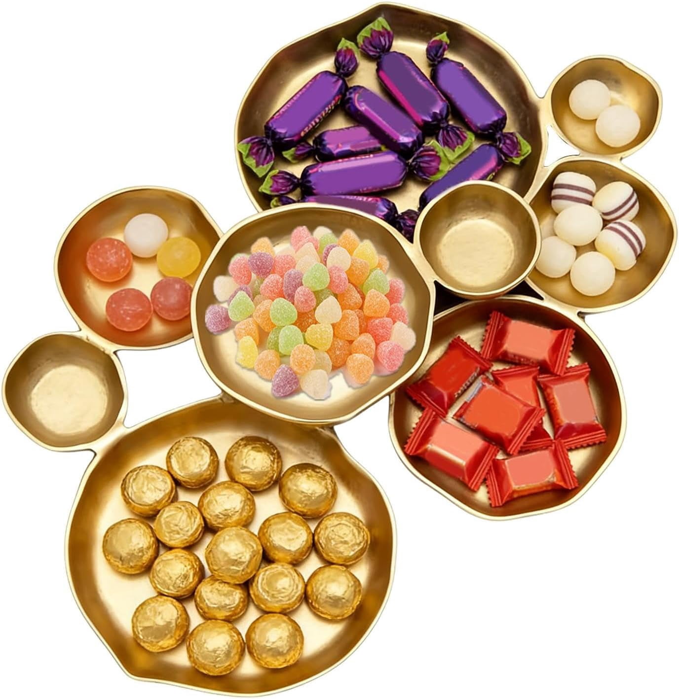 Cluster Serving Bowls Connected,Shiny Gold Snacks Tableware,9-piece ...
