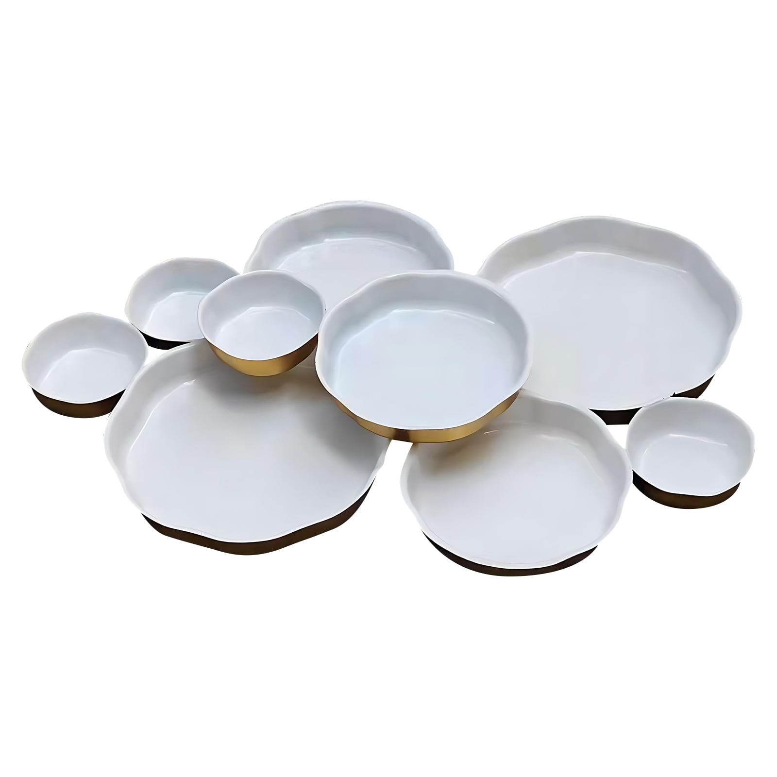 Cluster Serving Bowls, Gold 9-Bowl Modular Set with Attached ...
