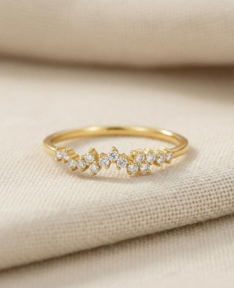 Cluster Wedding Ring 1.10ct Moissanite Diamond Cluster Ring Unique ...