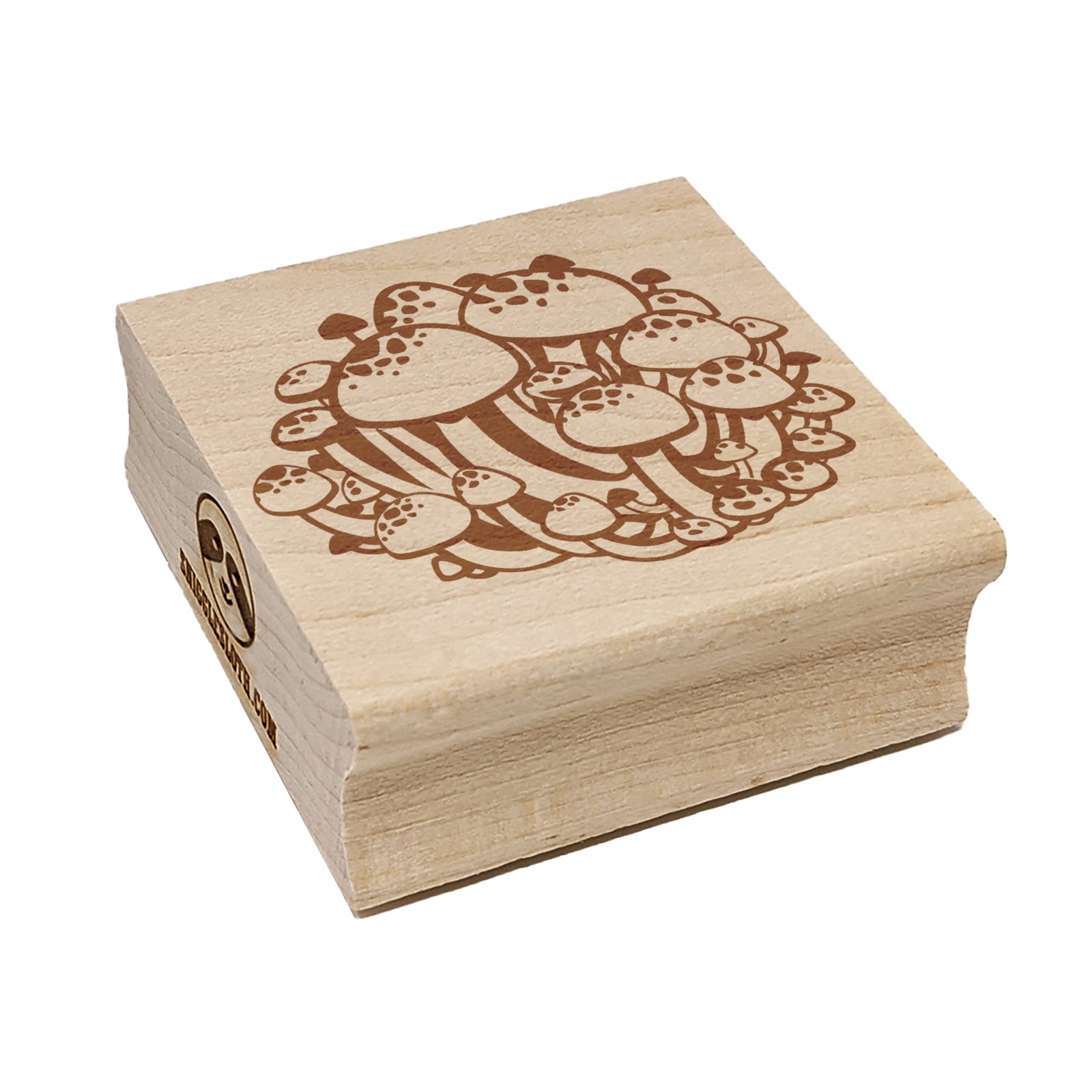 Cluster of Beech Clamshell Mushrooms Fungus Fungi Square Rubber Stamp ...