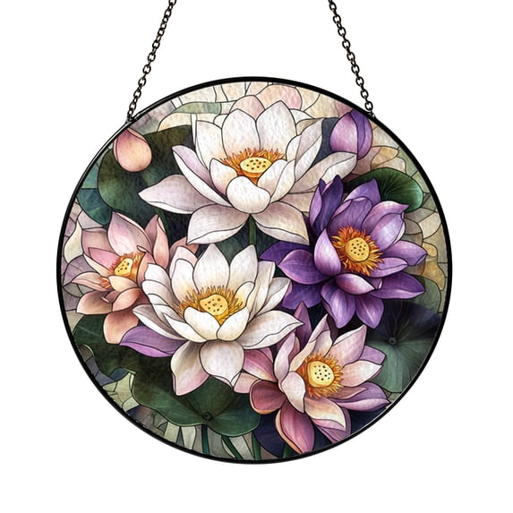 Clustered Flower Faux Stained Glass Window Hanging - Walmart.com