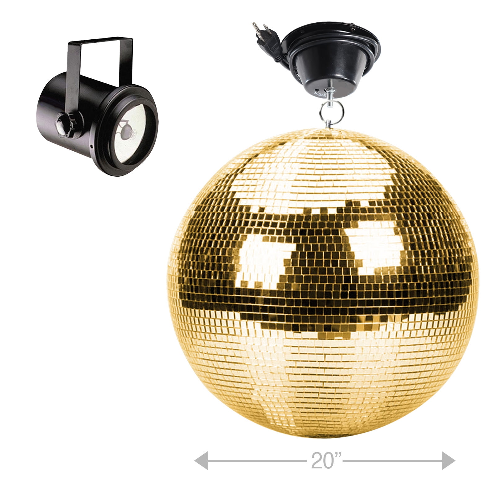 Clutch CL-MB-20-GOLD Mirror Ball Gold - 20" with Motor & Pinspot Light ...