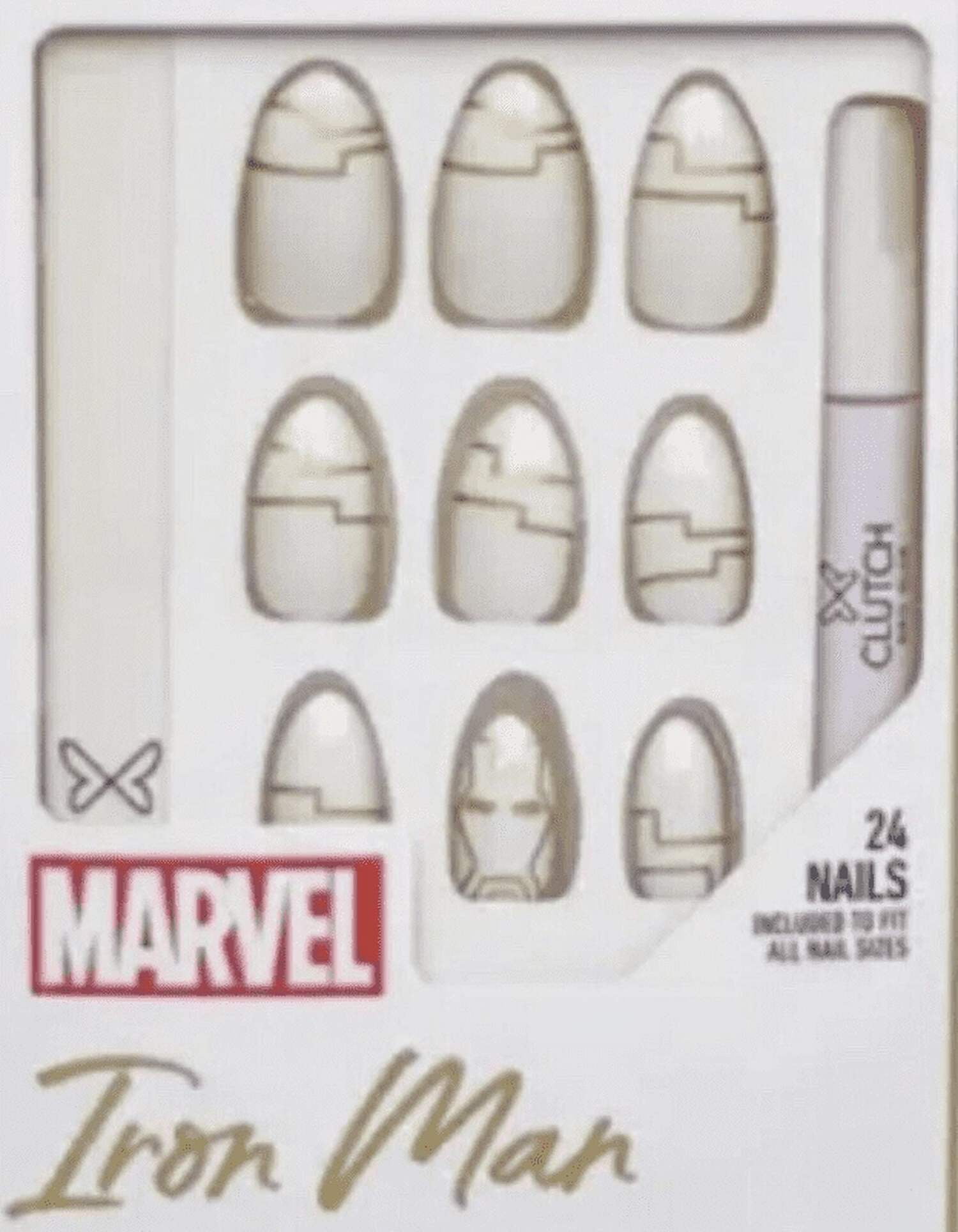Clutch Nails Marvel Iron Man Press-On Nails - Medium Almond - Walmart.com