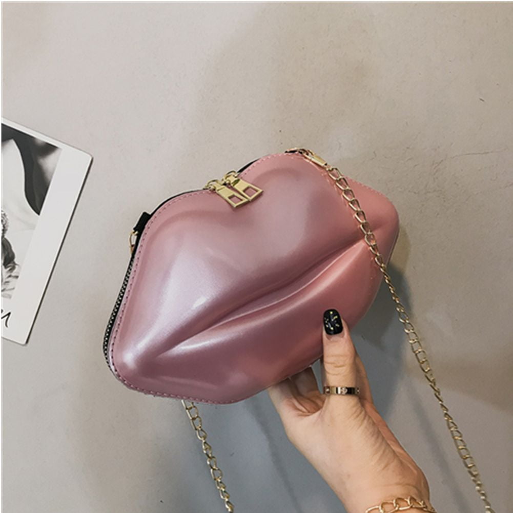 Clutches Messenger Bag Coin Bag Chain Tote Bag Lips Shape Chain ...
