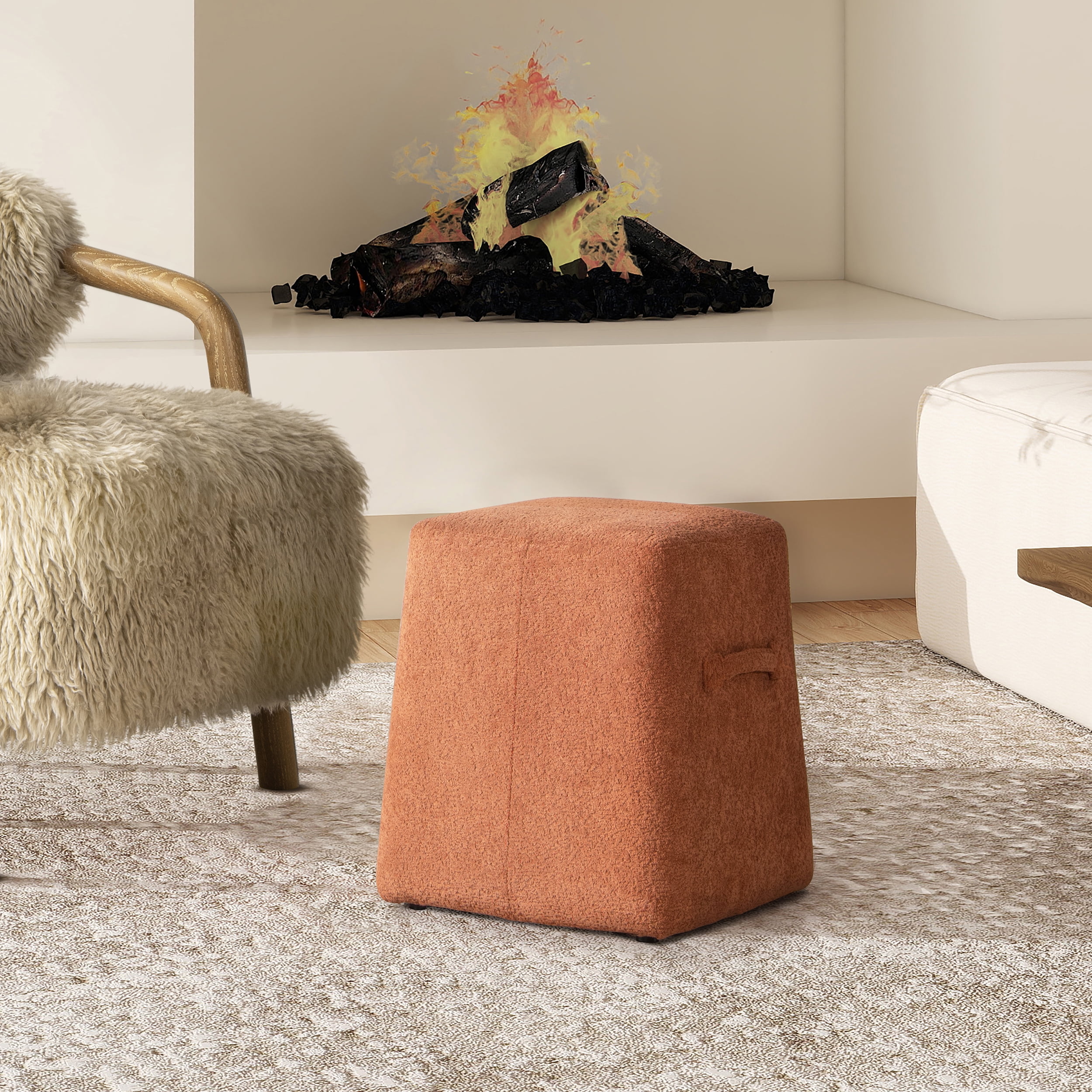 Clyde 14" Tapered Square Upholstered Ottoman, Spice Orange - Walmart.com