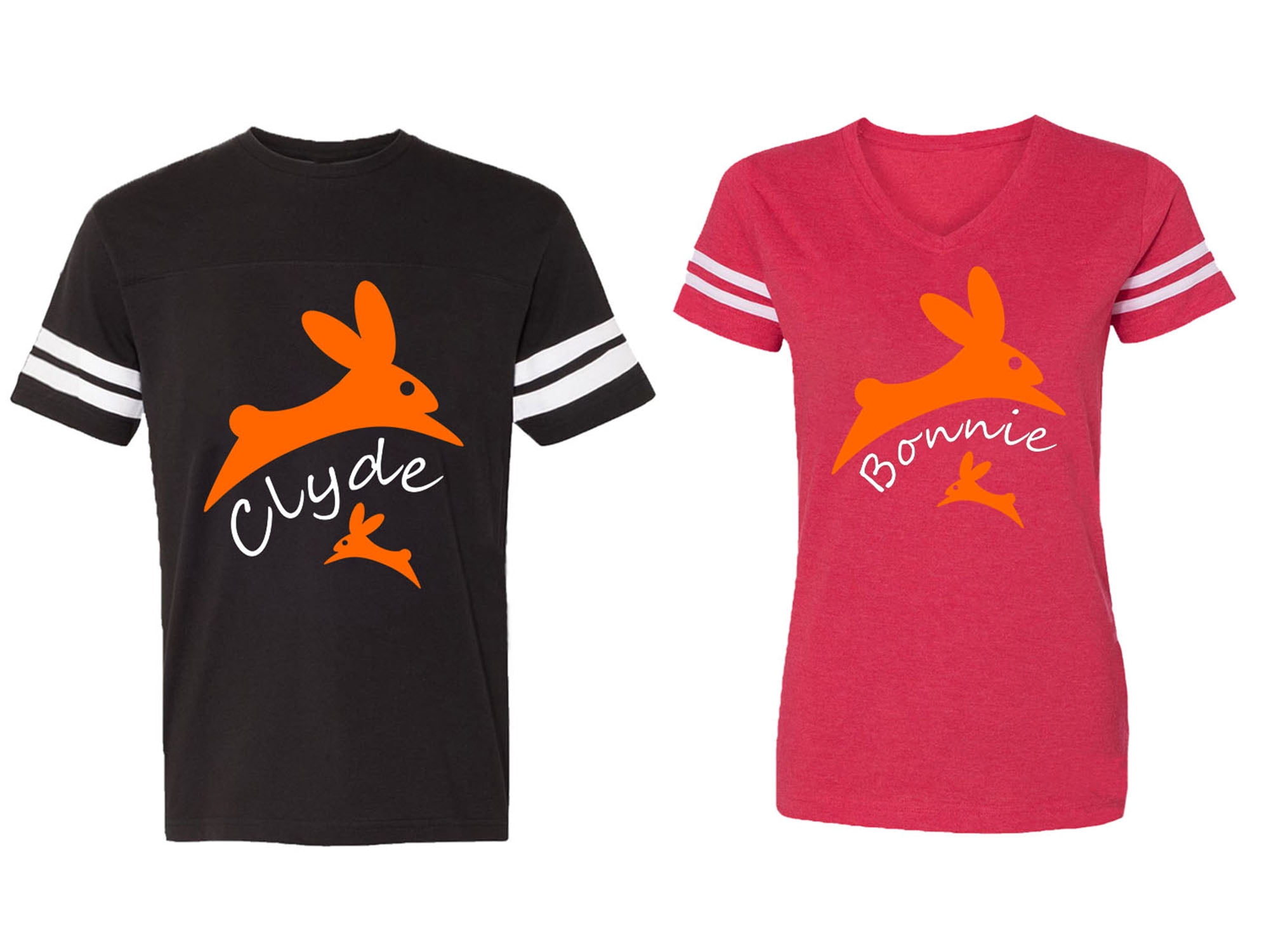 Clyde Bonnie Matching Couple Cotton Jerseys (Men Black / Women Red ...