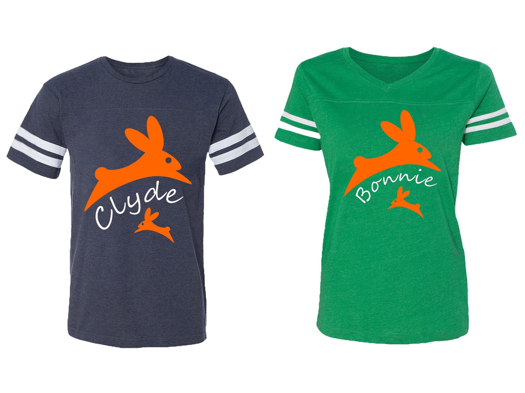 Clyde Bonnie Matching Couple Cotton Jerseys (Men Navy / Women Green ...