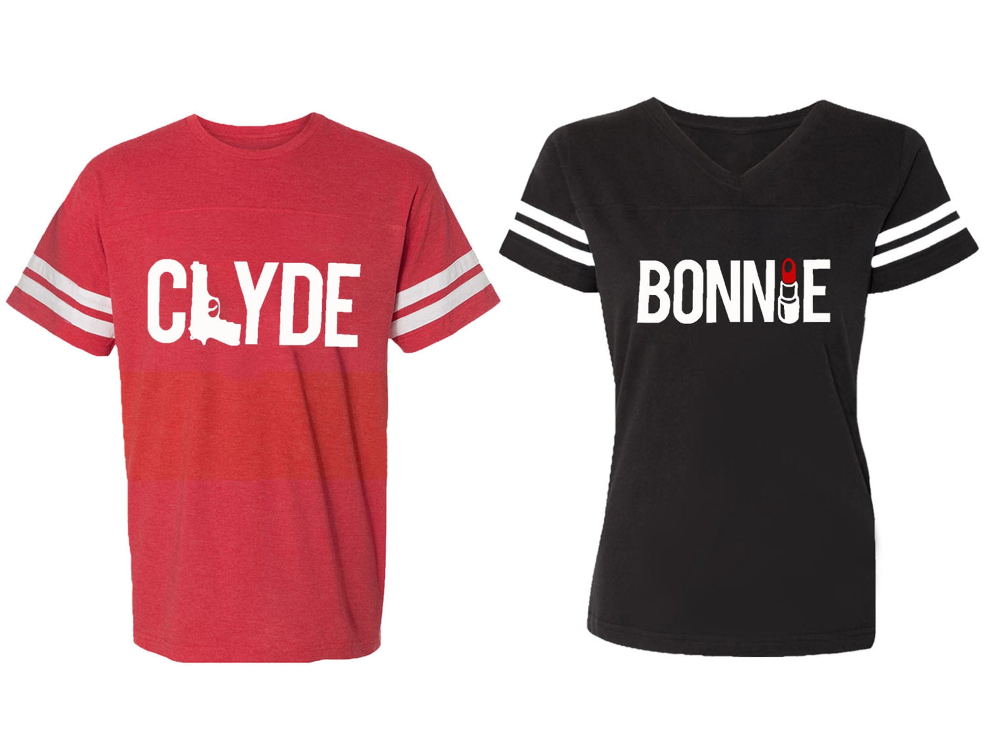 Clyde Bonnie Matching Couple Cotton Jerseys (Men Red / Women Black ...