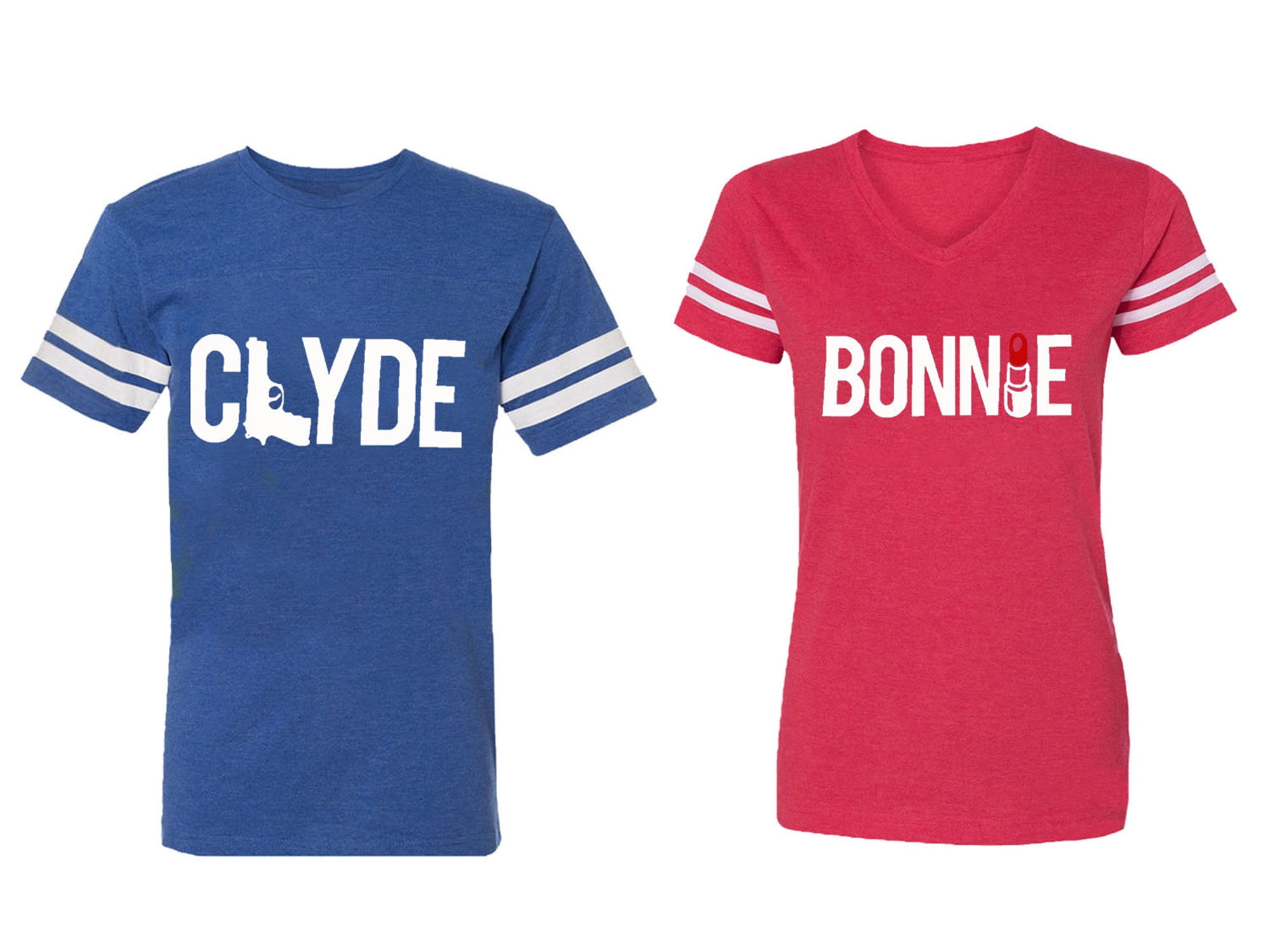 Clyde Bonnie Matching Couple Cotton Jerseys (Men Royal / Women Red ...