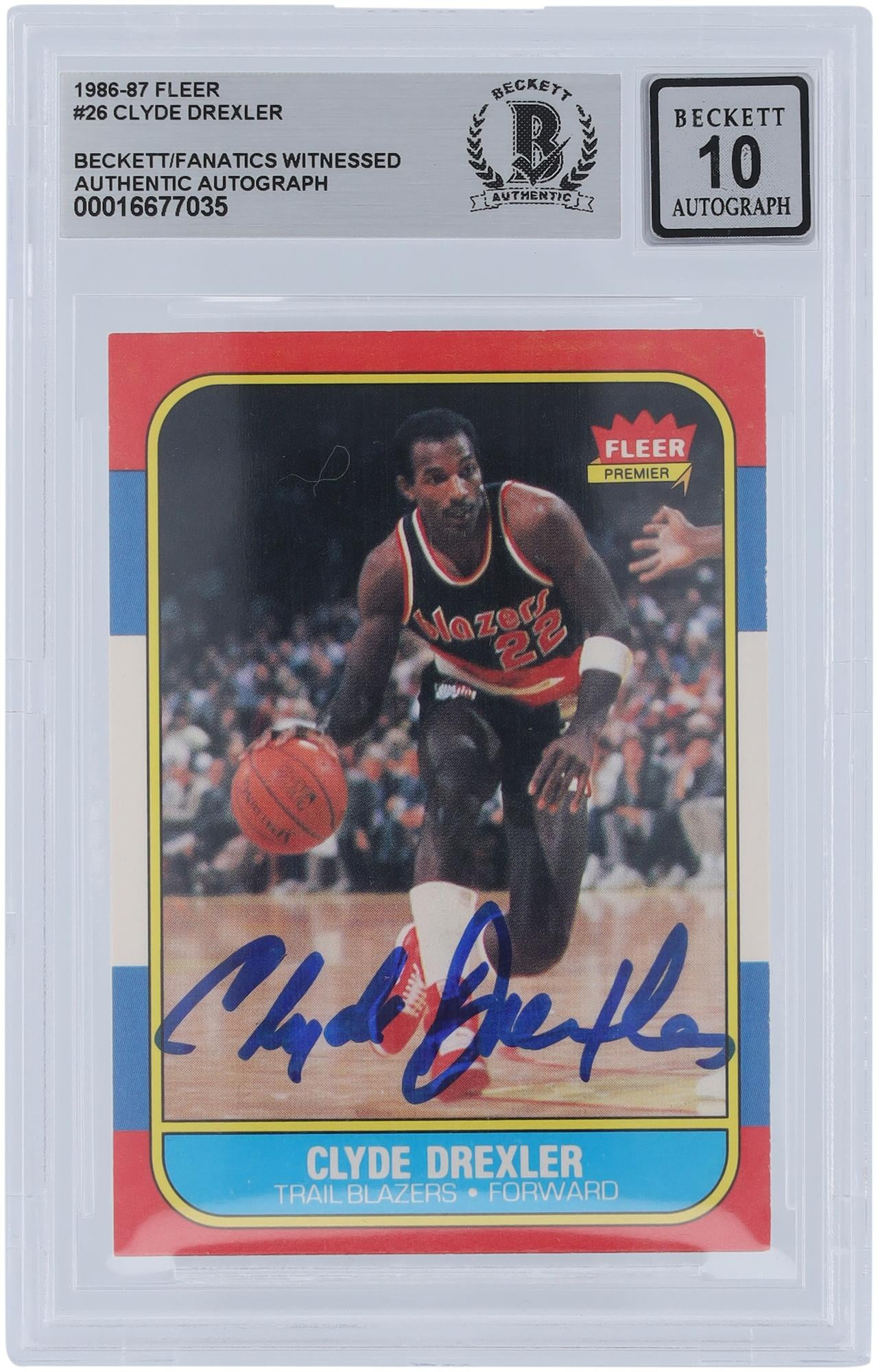 Clyde Drexler Portland Trailblazers Autographed 1986-87 Fleer #26 ...