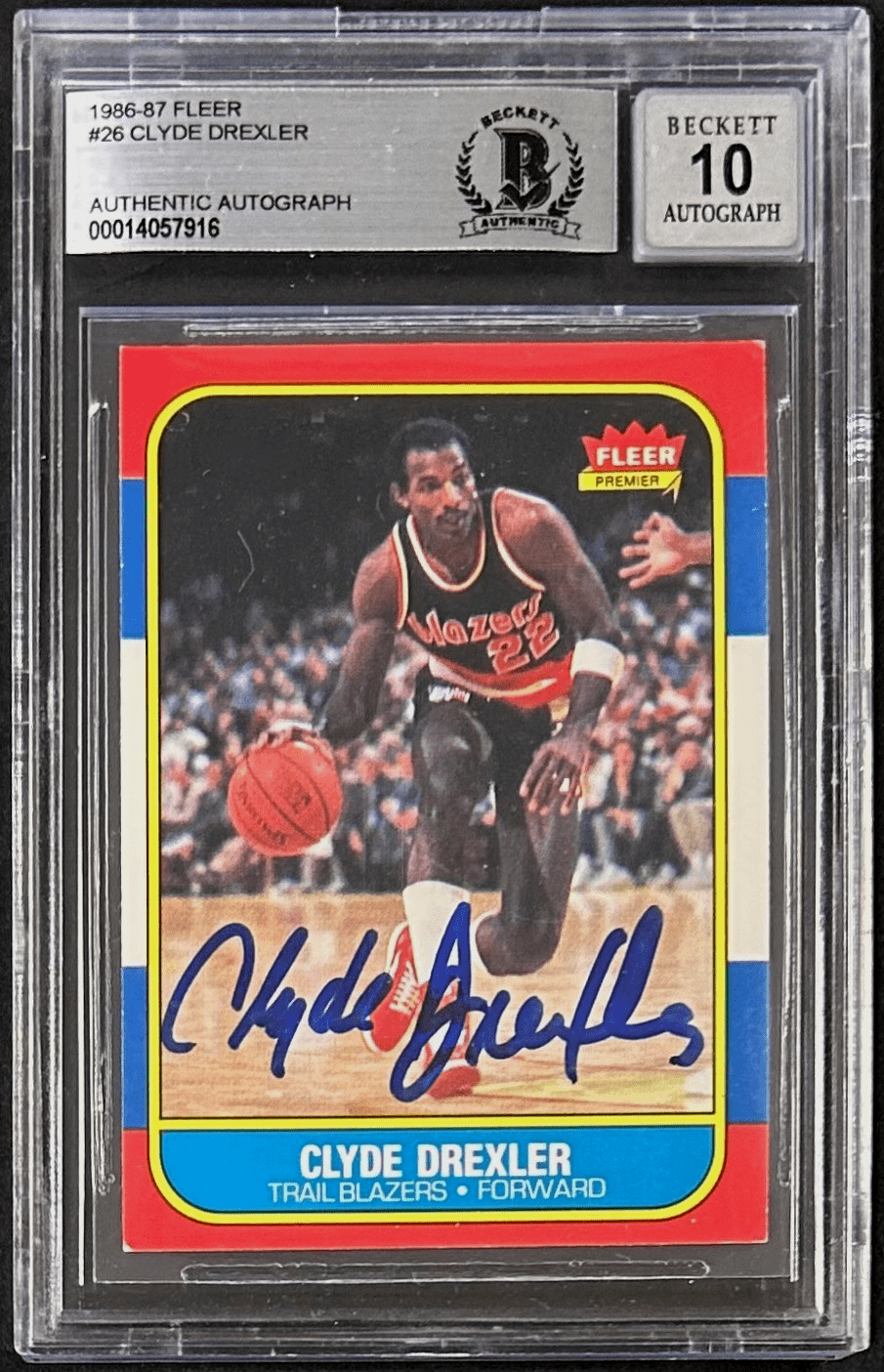 Clyde Drexler Signed Autographed 1986-87 Fleer Card #26 Beckett ...