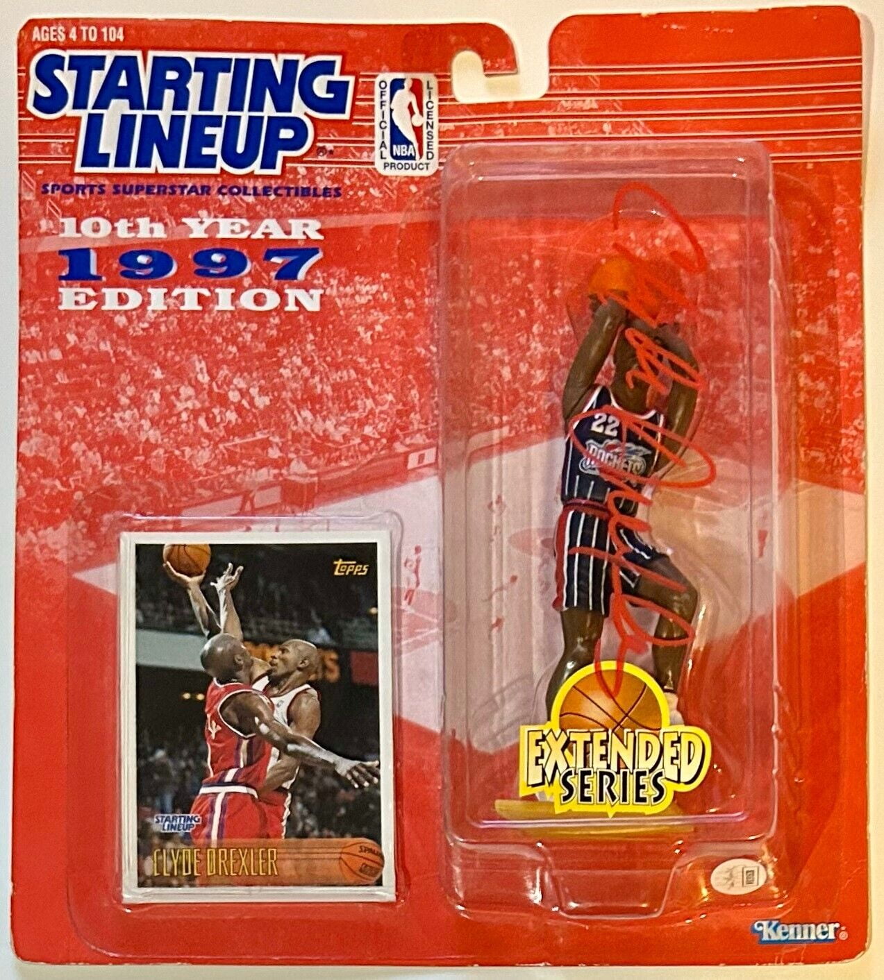 Clyde Drexler Signed Autographed 1997 Starting Lineup 10th Year Edition ...