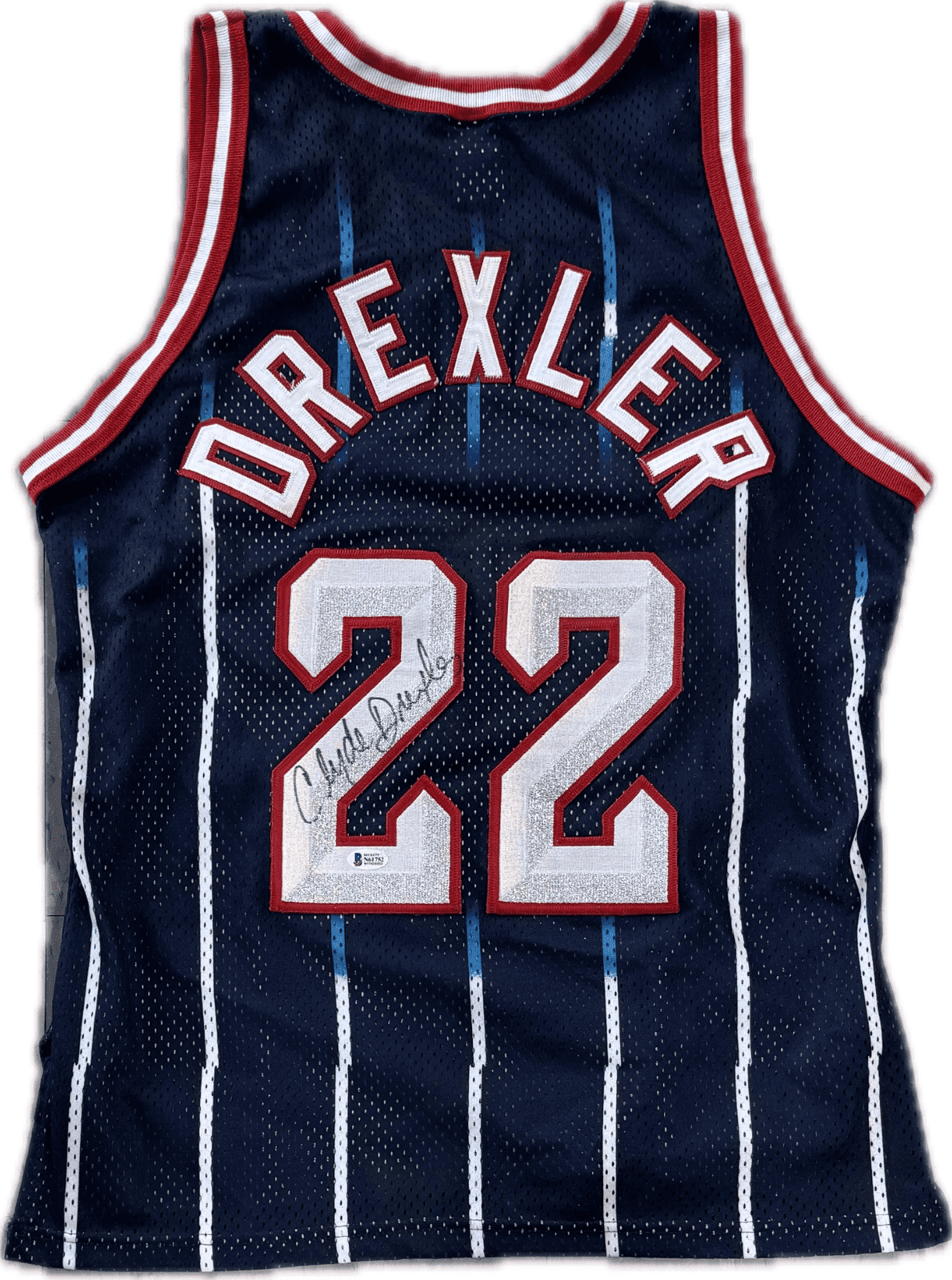 Clyde Drexler Signed Autographed Champions 75th Anniv. Rockets Jersey ...