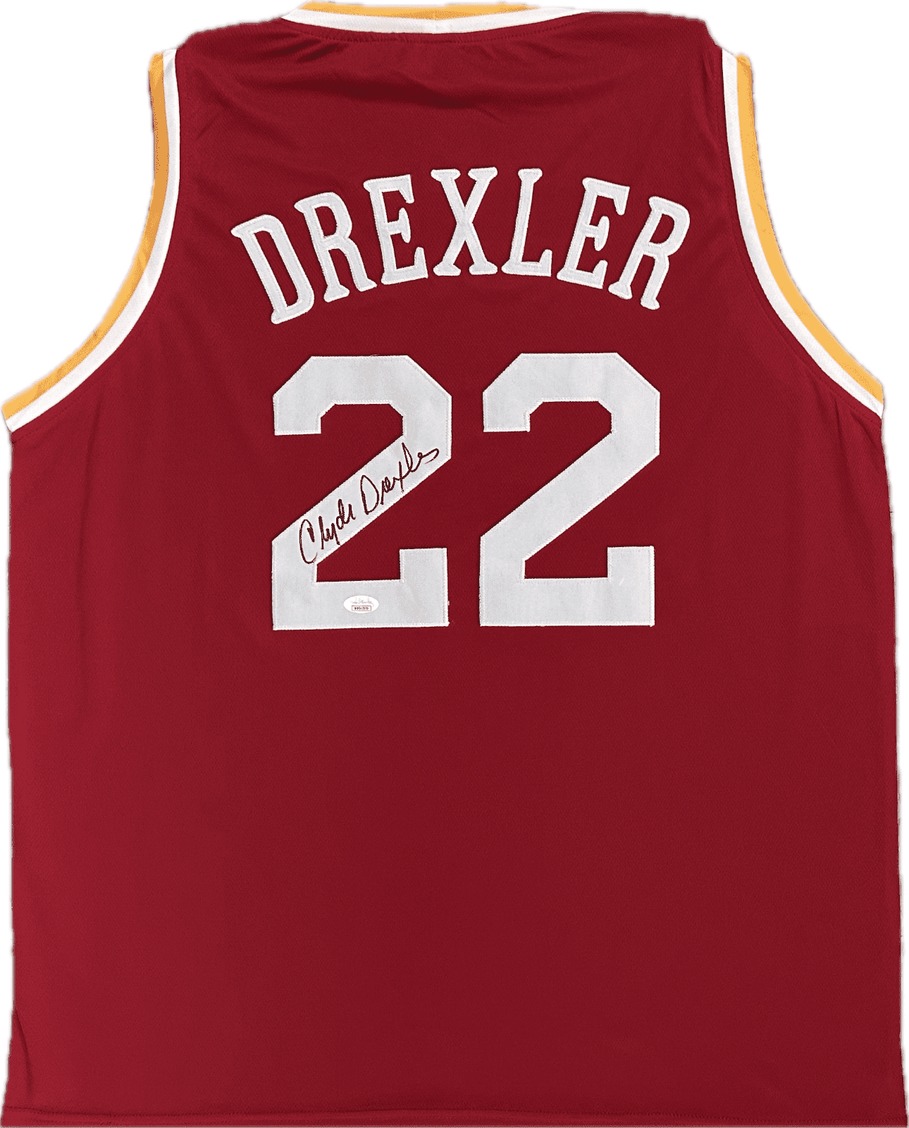 Clyde Drexler Signed Autographed Custom Red/White Jersey JSA ...