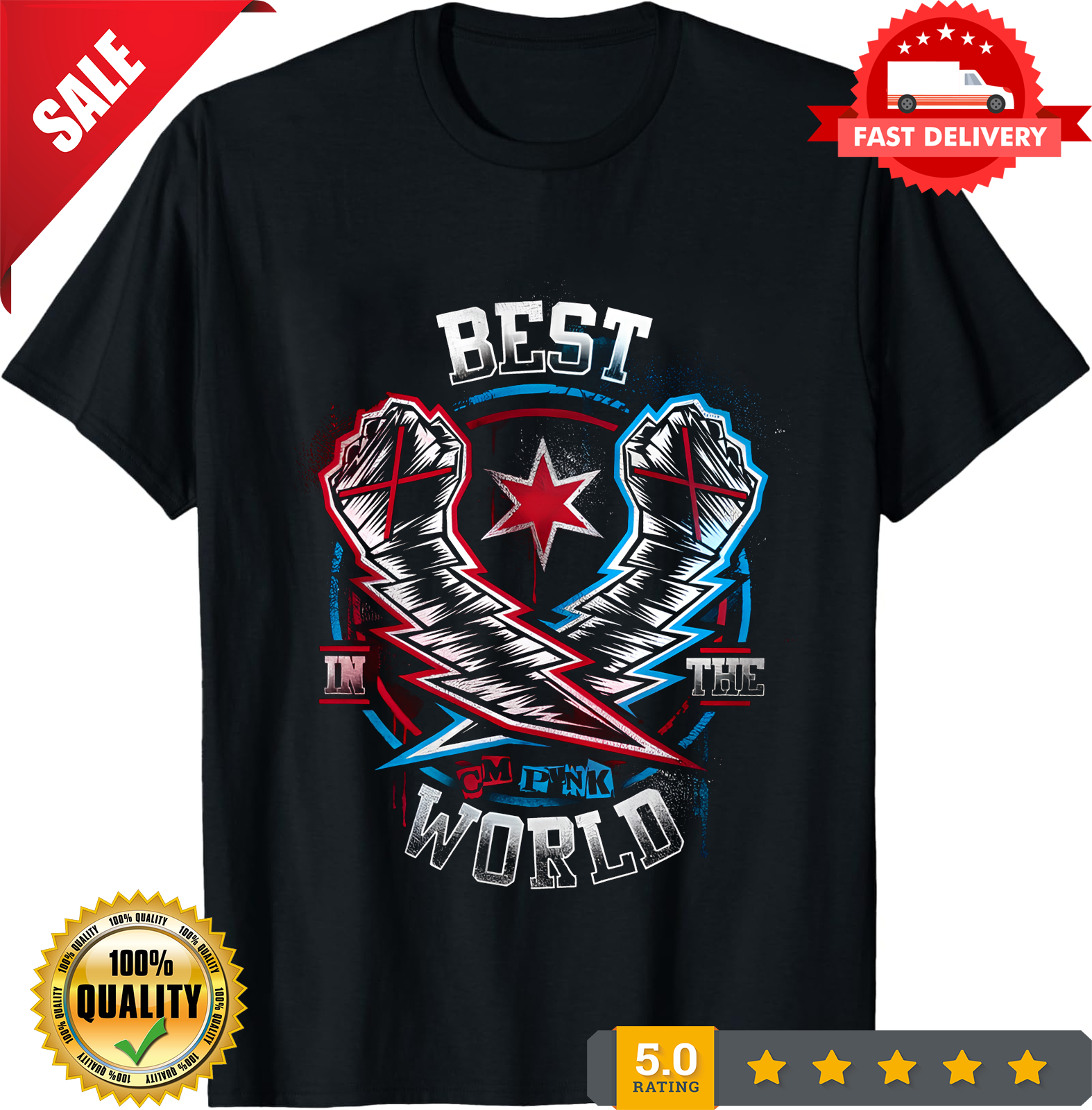 Cm Punk Best in The World Wrestling Ring Icon Unisex T-Shirt, LIMITED ...