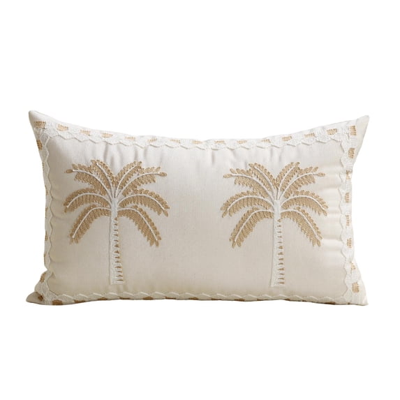 Cmafuca Tropical Palm Tree Embroidered Lumbar Pillow Covers, Cotton ...