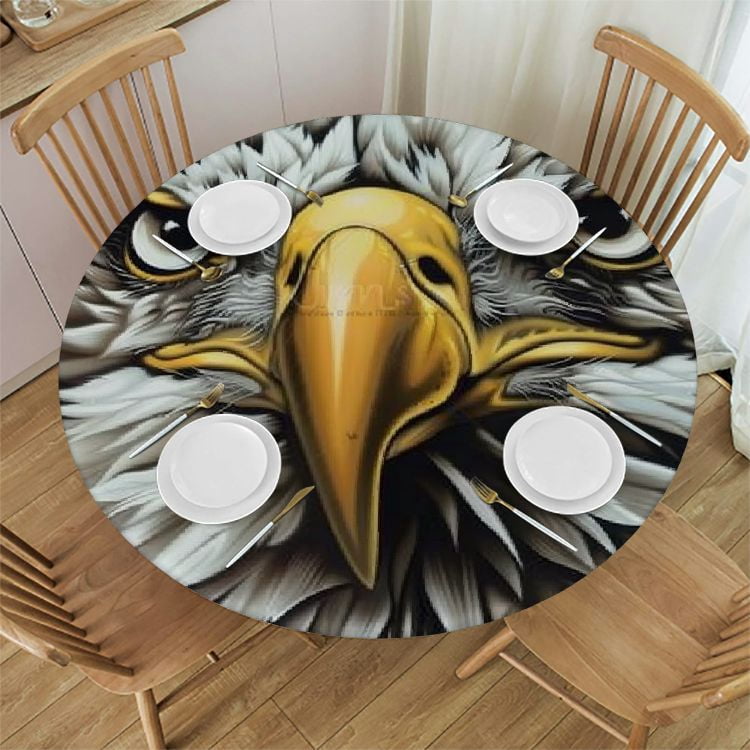 Cmefzd Bald Eagle Print Round Tablecloth Soft Wrinkle Resistant Table ...