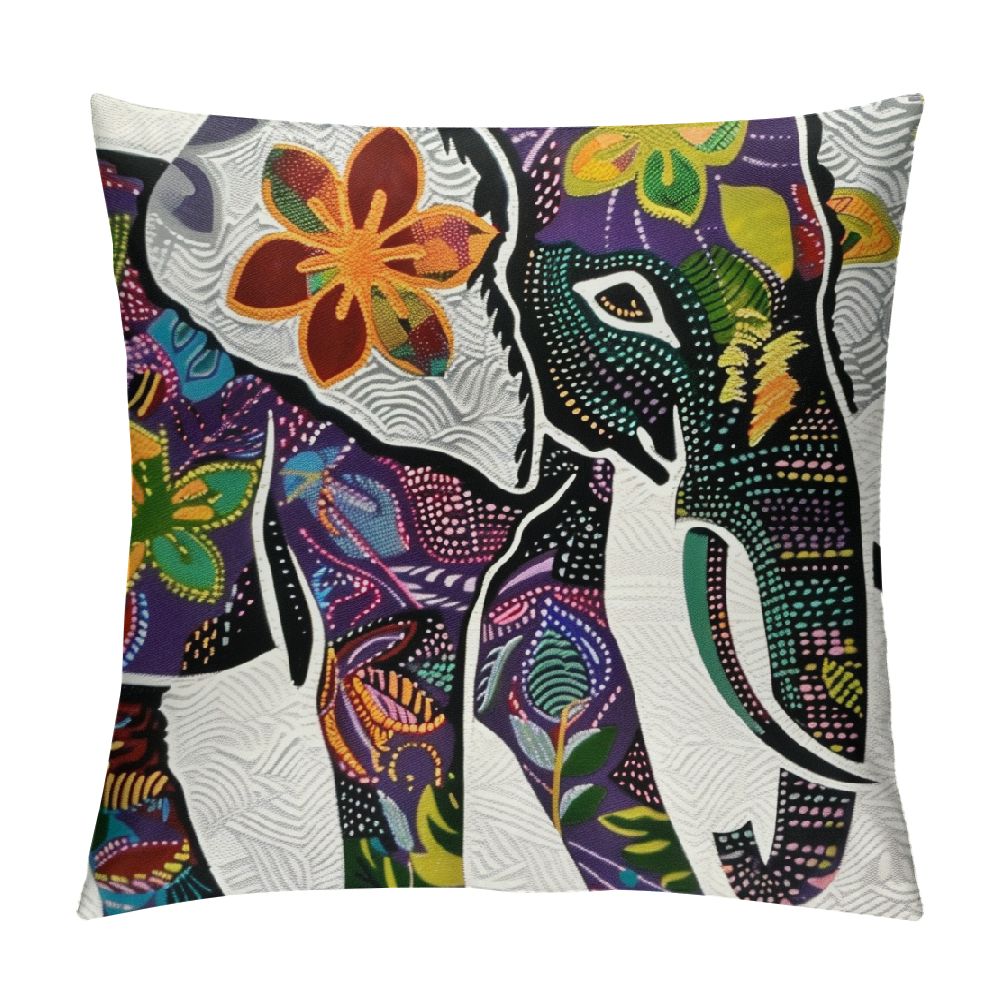 Cmefzd Batik Throw Pillow Cushion Cover, Digital Big Elephant with ...