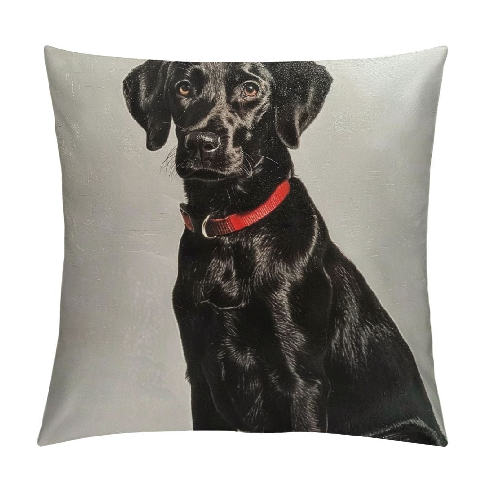 Cmefzd Decorative Throw Pillow Cover Lab Puppy Black Labrador On White ...
