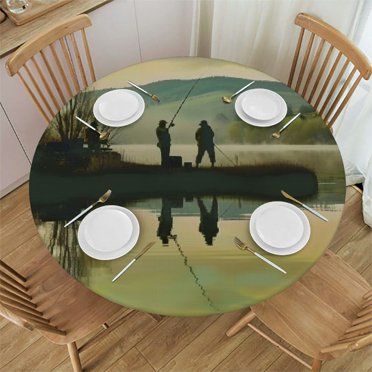 FOLINS&HOME White Round 60 inch Tablecloth - Waterproof & Wrinkle Free ...