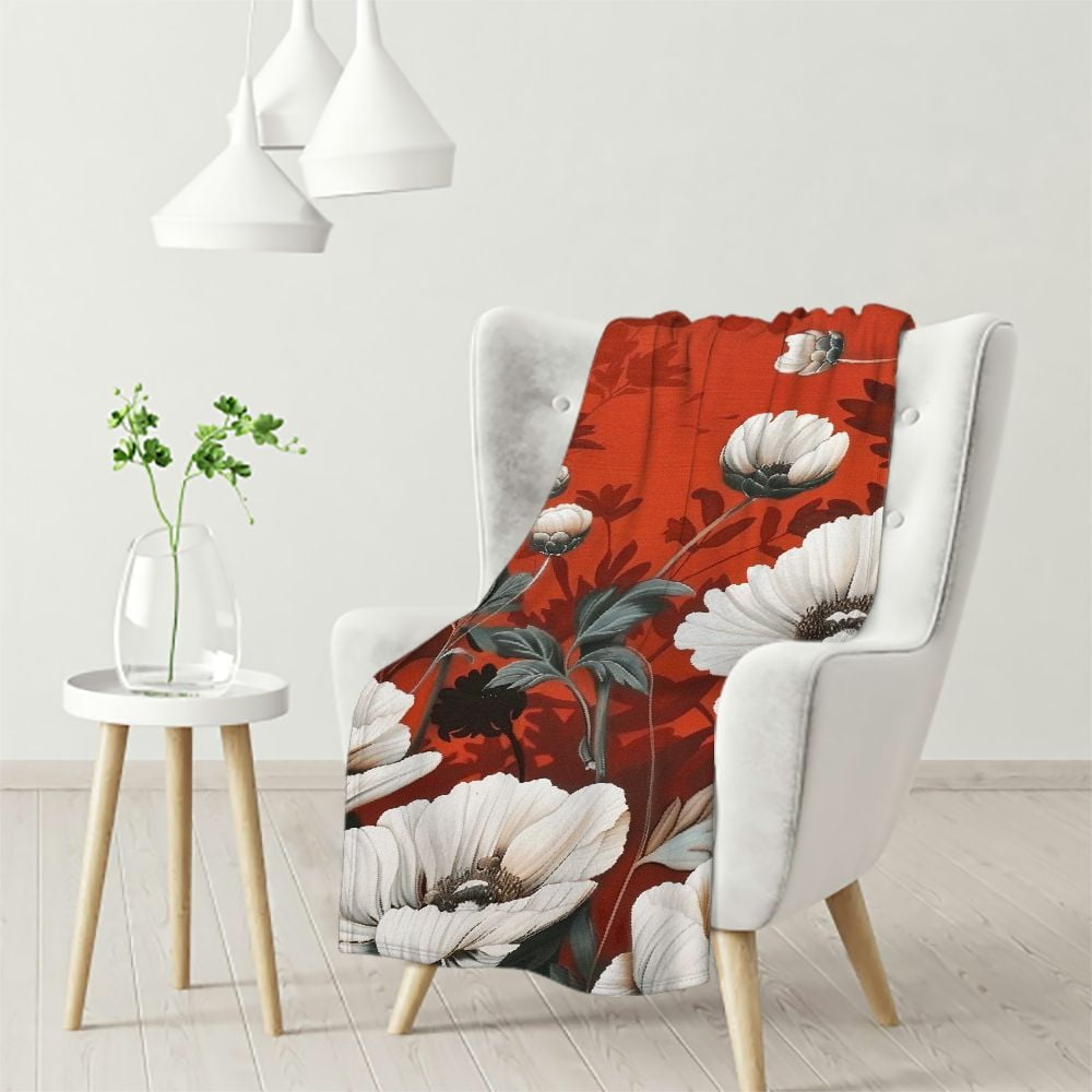 Cmefzd Fleece Throw Blanket Terracotta Floral Spring Botanical Flower