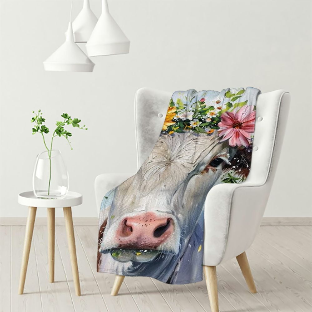 Cmefzd Floral Cow Cattle Blanket Cow Cattle Ts For Girl Women Cow