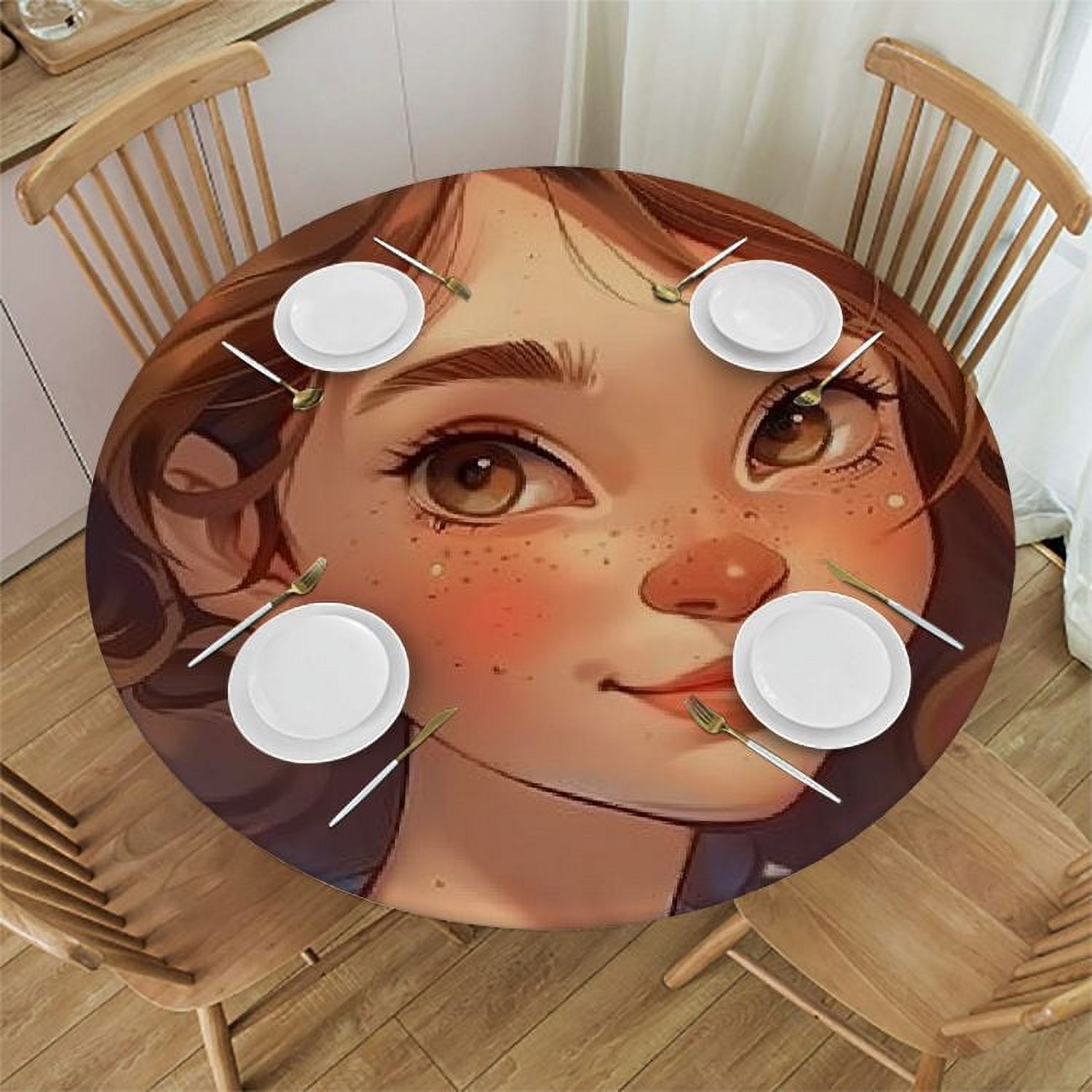 Cmefzd Round Tablecloth Washable Table Cloth for Kitchen Short Hair ...