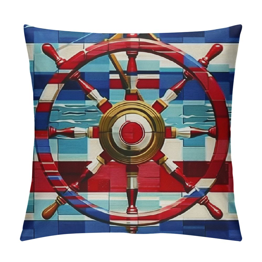 Cmefzd Ships Wheel Throw Pillow Cushion Cover, of Ship Steering Wheel ...