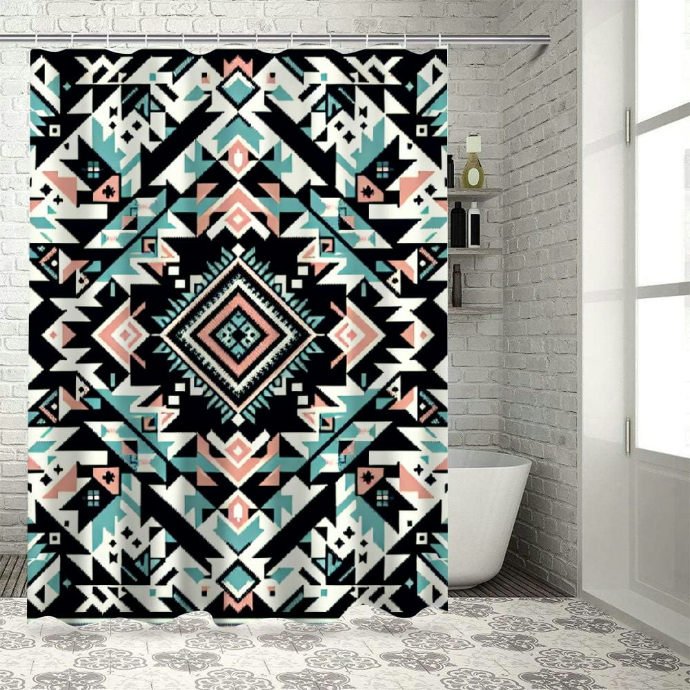 Cmefzd Shower Curtain, Symmetrical Design 4 Corner Art Pattern, Cloth ...