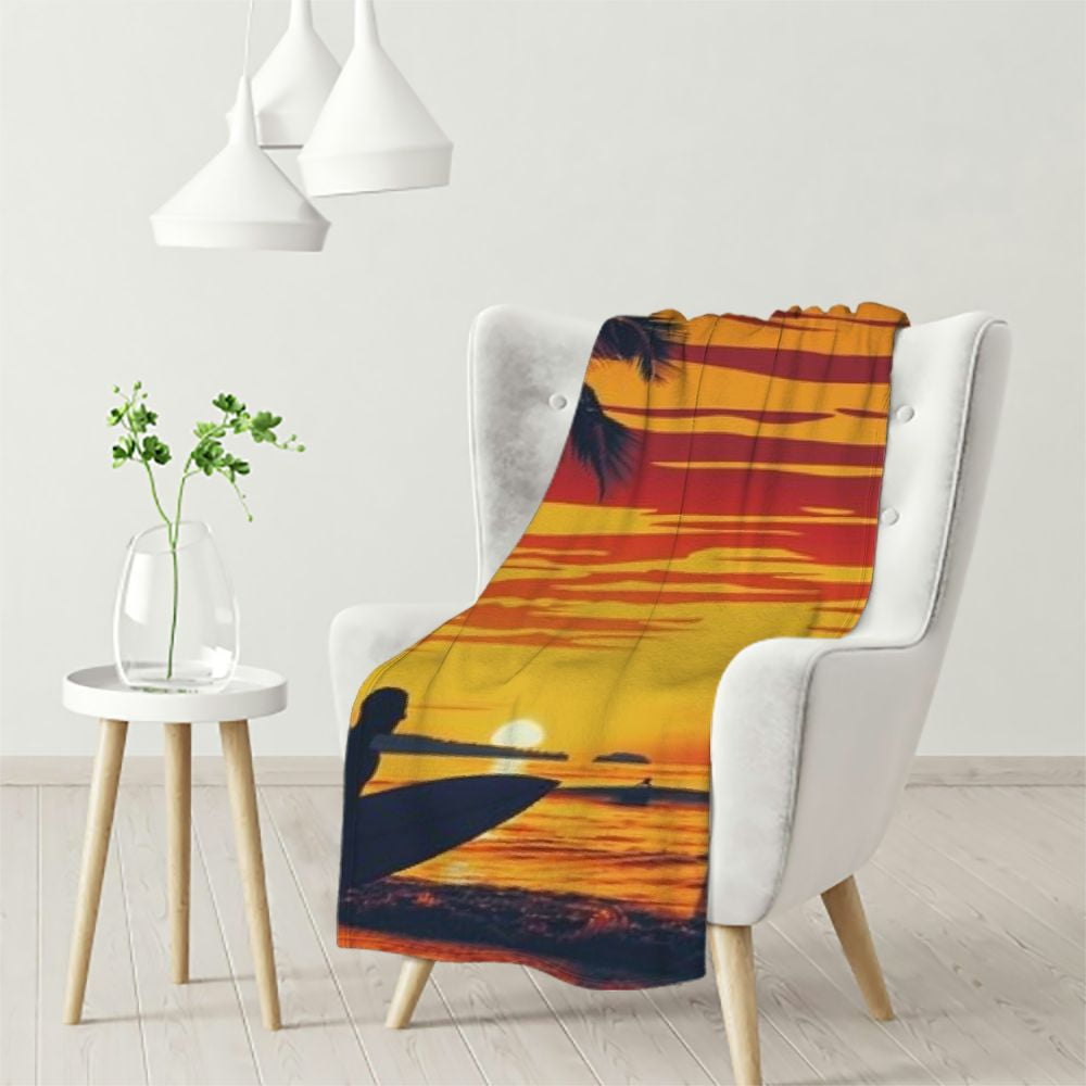 Cmefzd Soft Blankets And Throws For Sofa Coconut Tree Sunset Flannel