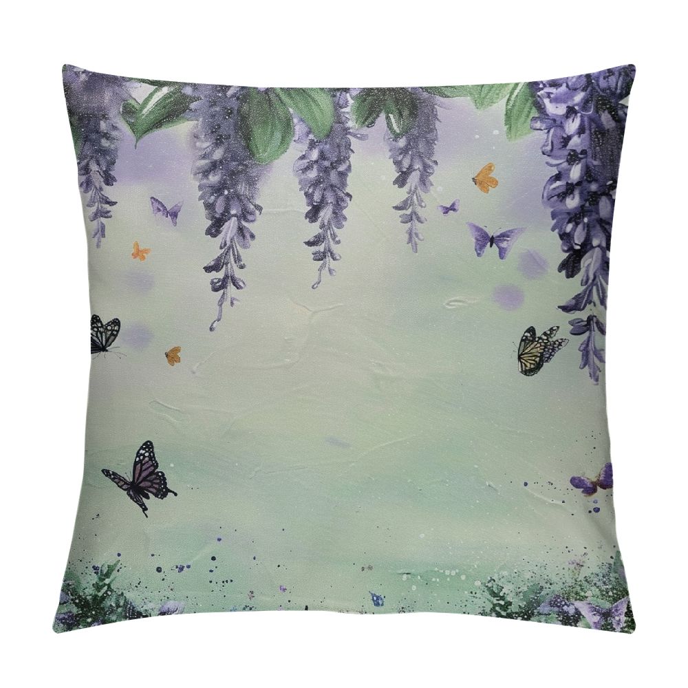 Cmefzd Spring Throw Pillow Covers Wisteria Floral Butterfly Forest ...