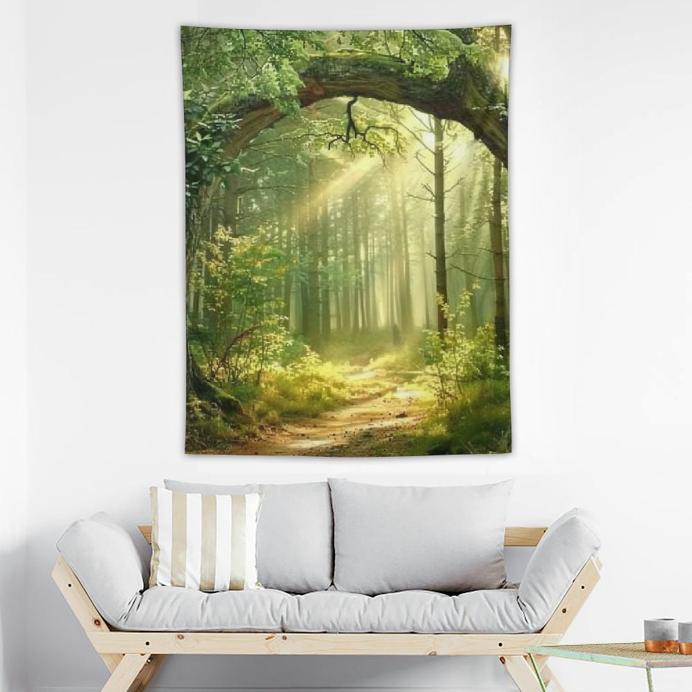 Cmefzd Tapestry Nature Lanscape Green Tapestry Tree Cave Wall Tapestry ...